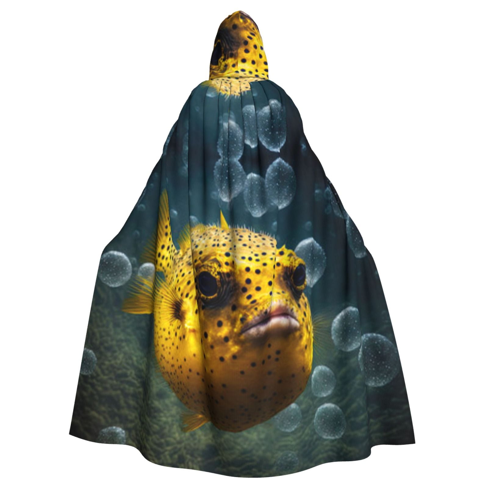 Unisex Hooded Cloak Adult Lightweight Overcoat Speckled Puffer Fish ...