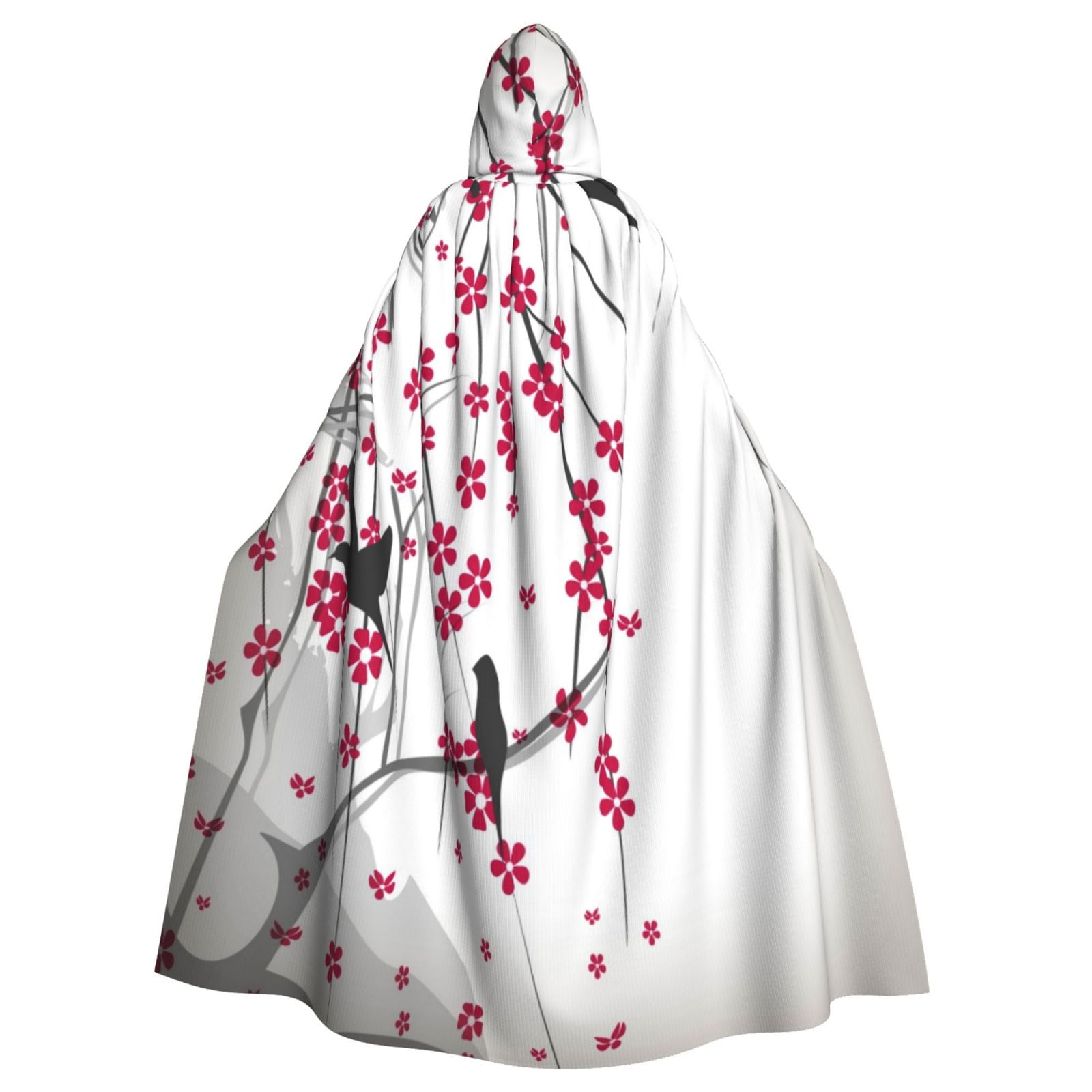 Unisex Hooded Cloak Adult Lightweight Overcoat Spring Cherry Tree With ...