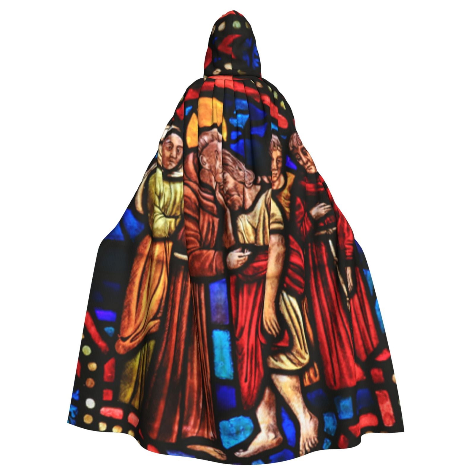 Unisex Hooded Cloak Adult Lightweight Overcoat Stained Glass Christian ...