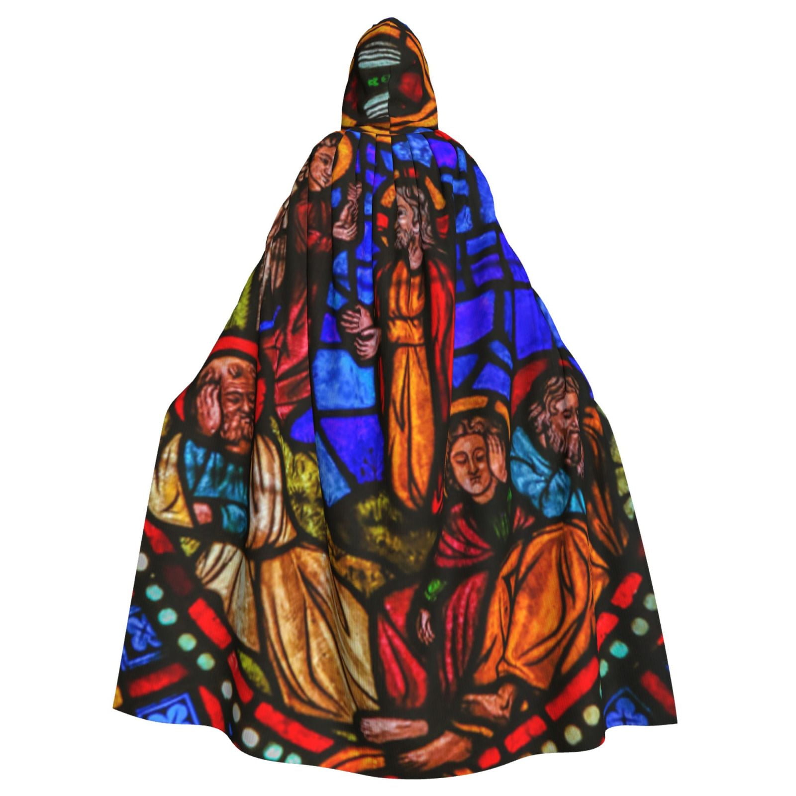 Unisex Hooded Cloak Adult Lightweight Overcoat Stained Glass Jesus In ...