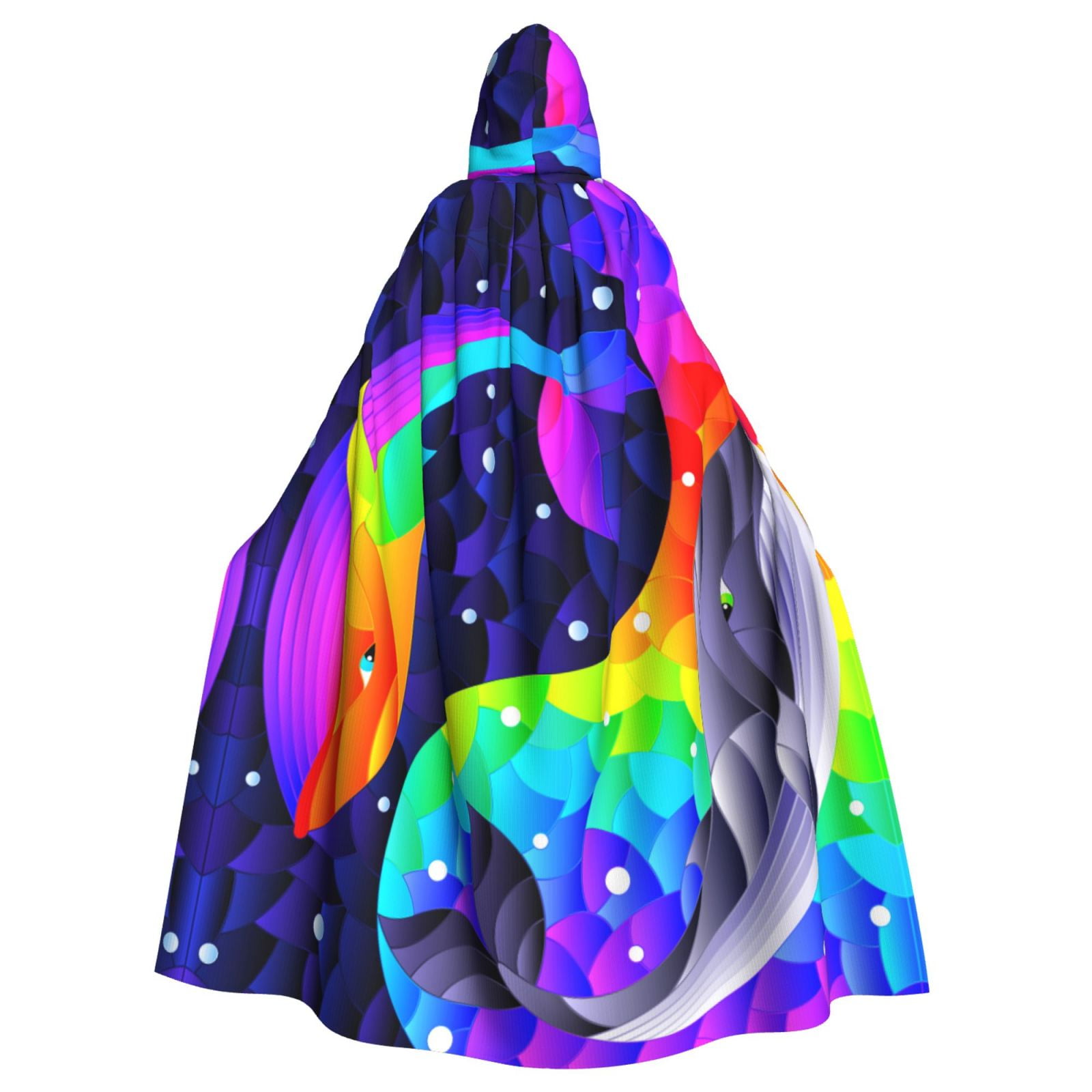 Unisex Hooded Cloak Adult Lightweight Overcoat Stained Glass Style With ...
