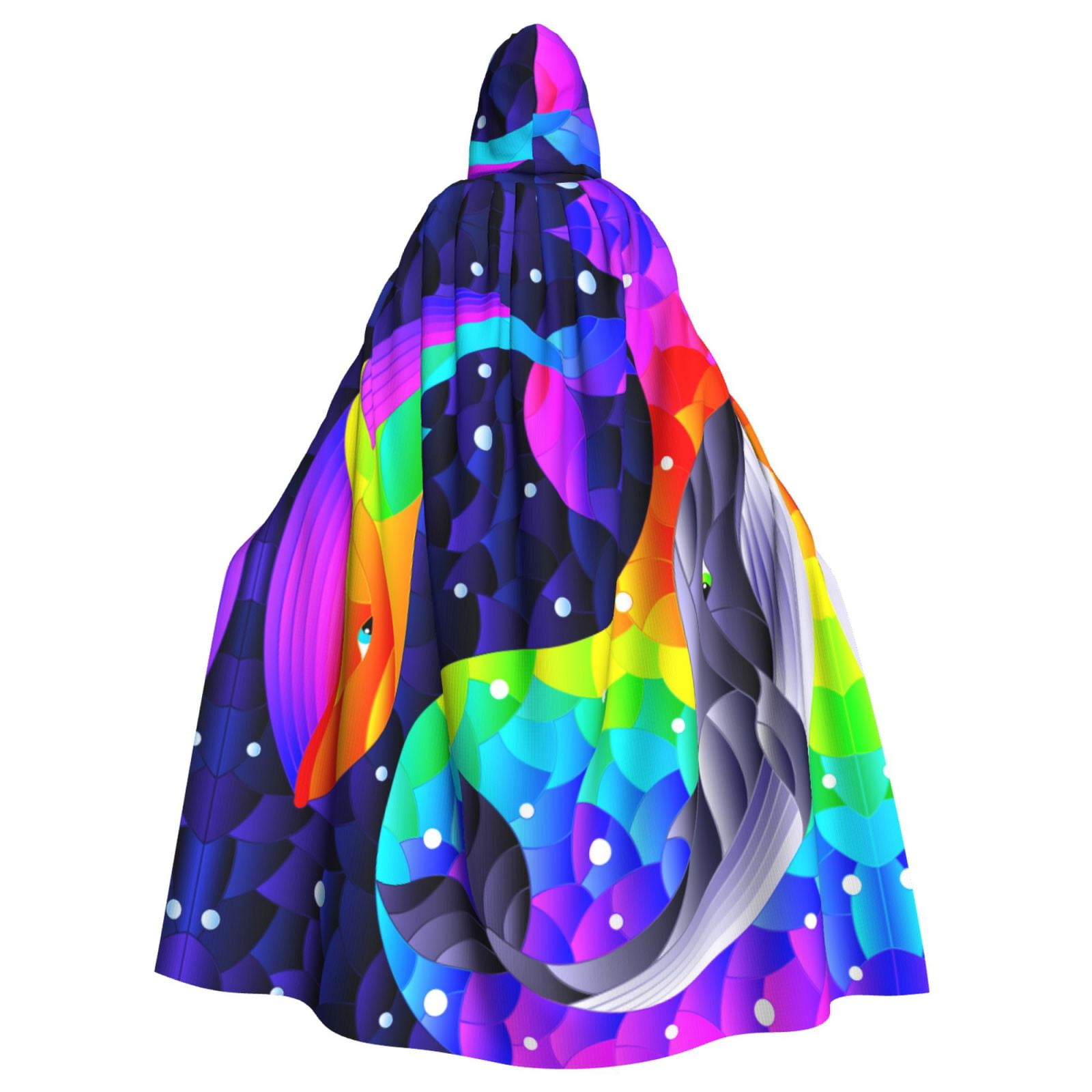 Unisex Hooded Cloak Adult Lightweight Overcoat Stained Glass Style With ...