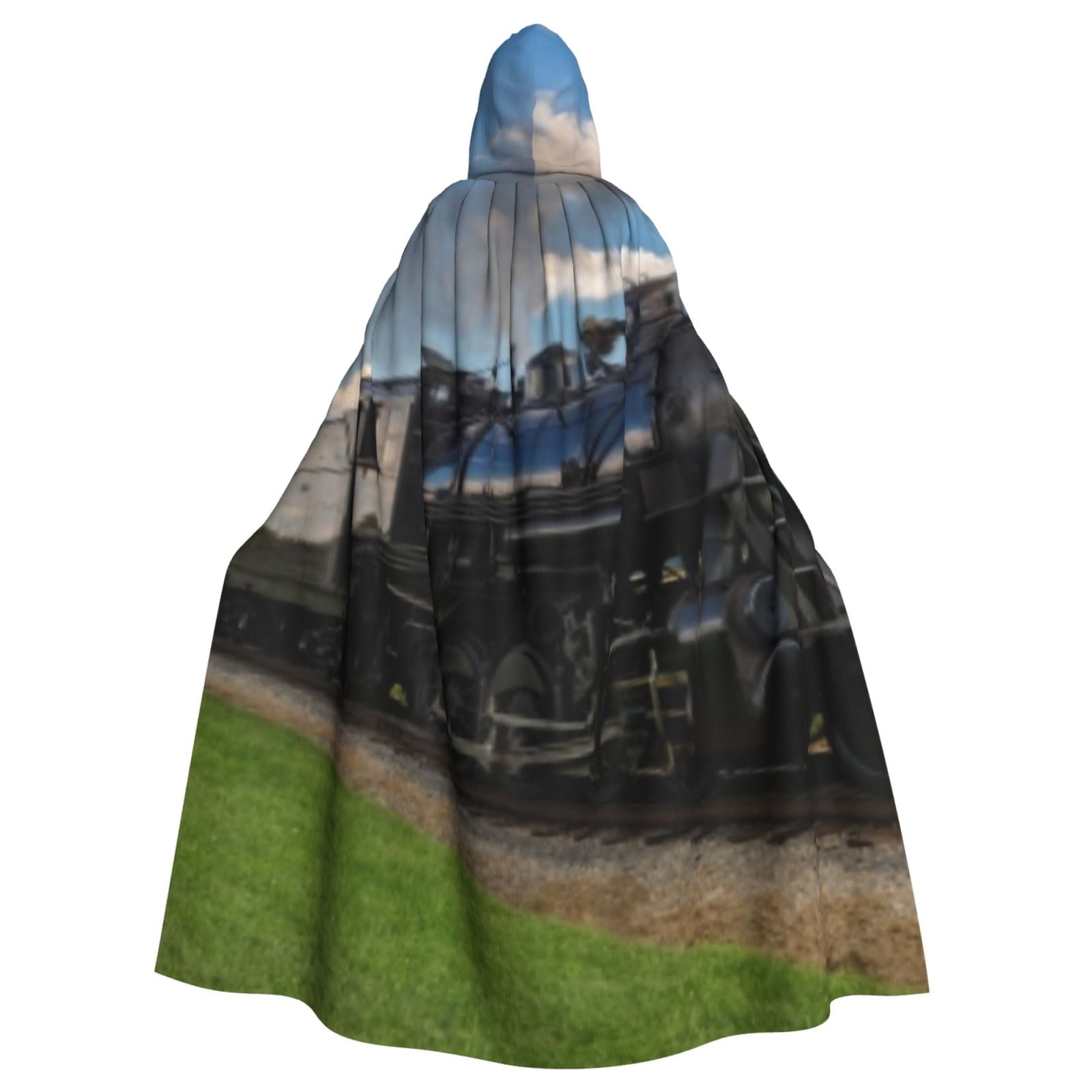 Unisex Hooded Cloak Adult Lightweight Overcoat Steam Engine Vintage ...