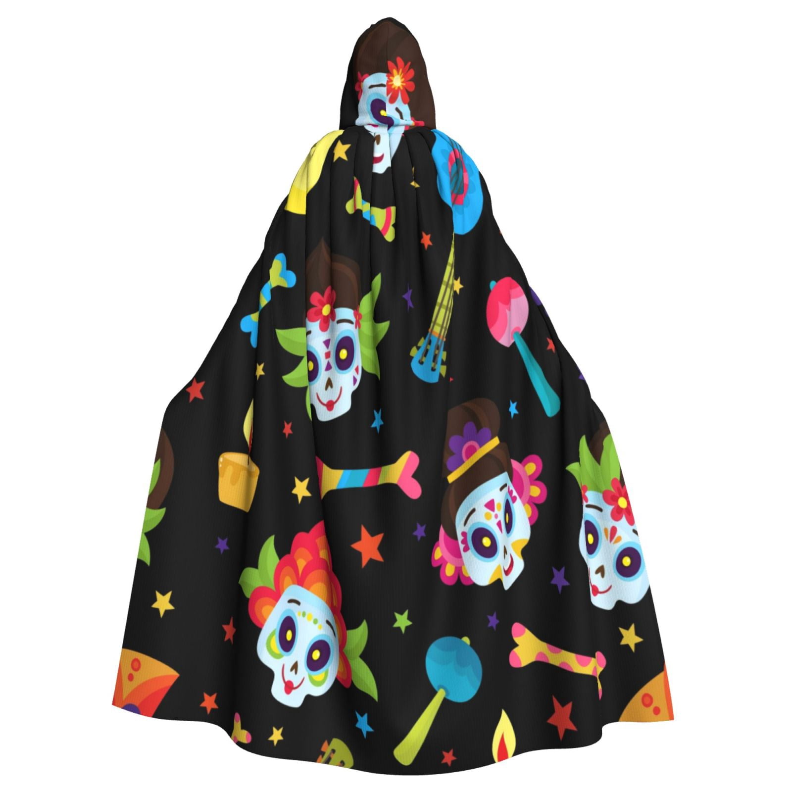 Unisex Hooded Cloak Adult Lightweight Overcoat Sugar Skulls Mexican Day ...