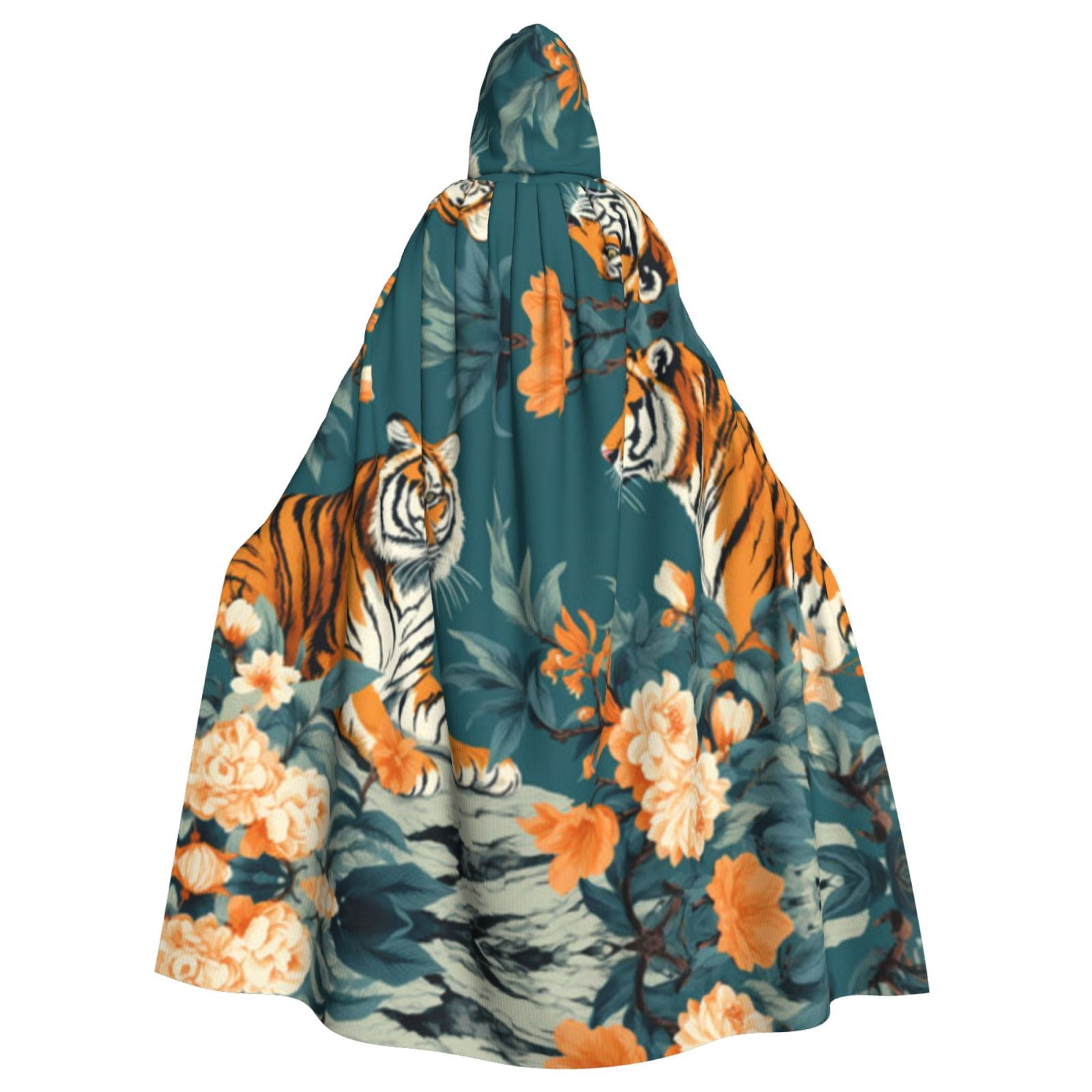 Unisex Hooded Cloak Adult Lightweight Overcoat Tiger Resting Amidst ...