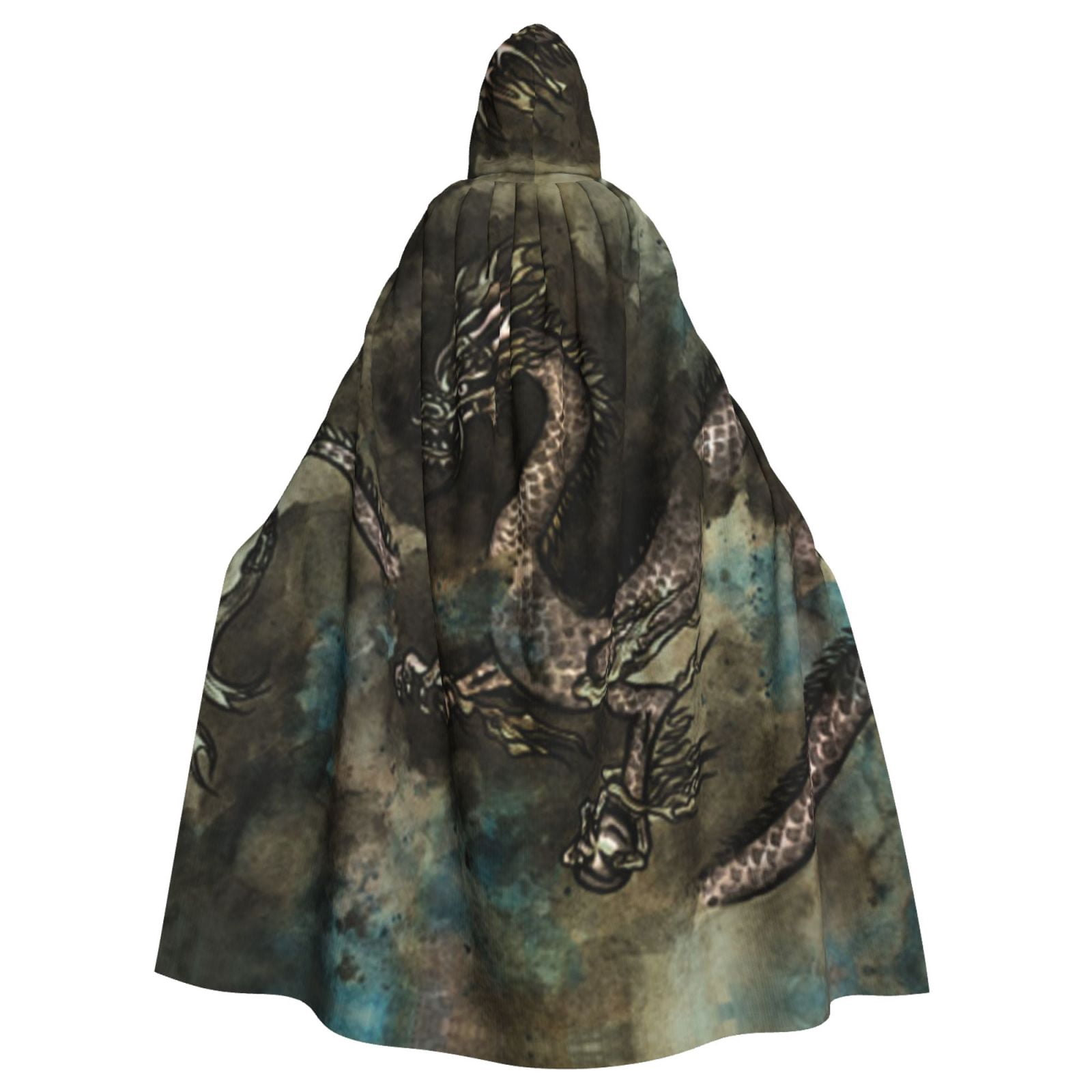 Unisex Hooded Cloak Adult Lightweight Overcoat Traditional Dragons ...