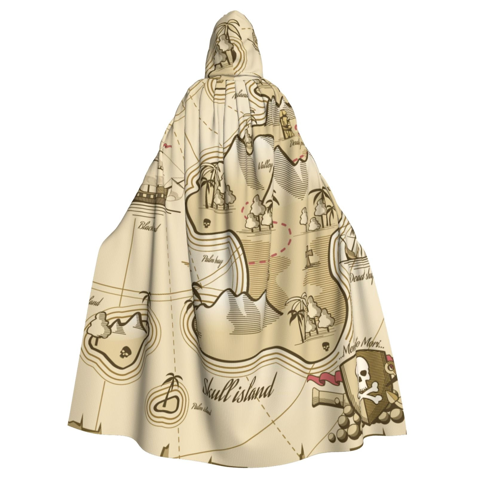 Unisex Hooded Cloak Adult Lightweight Overcoat Treasure Island Map ...