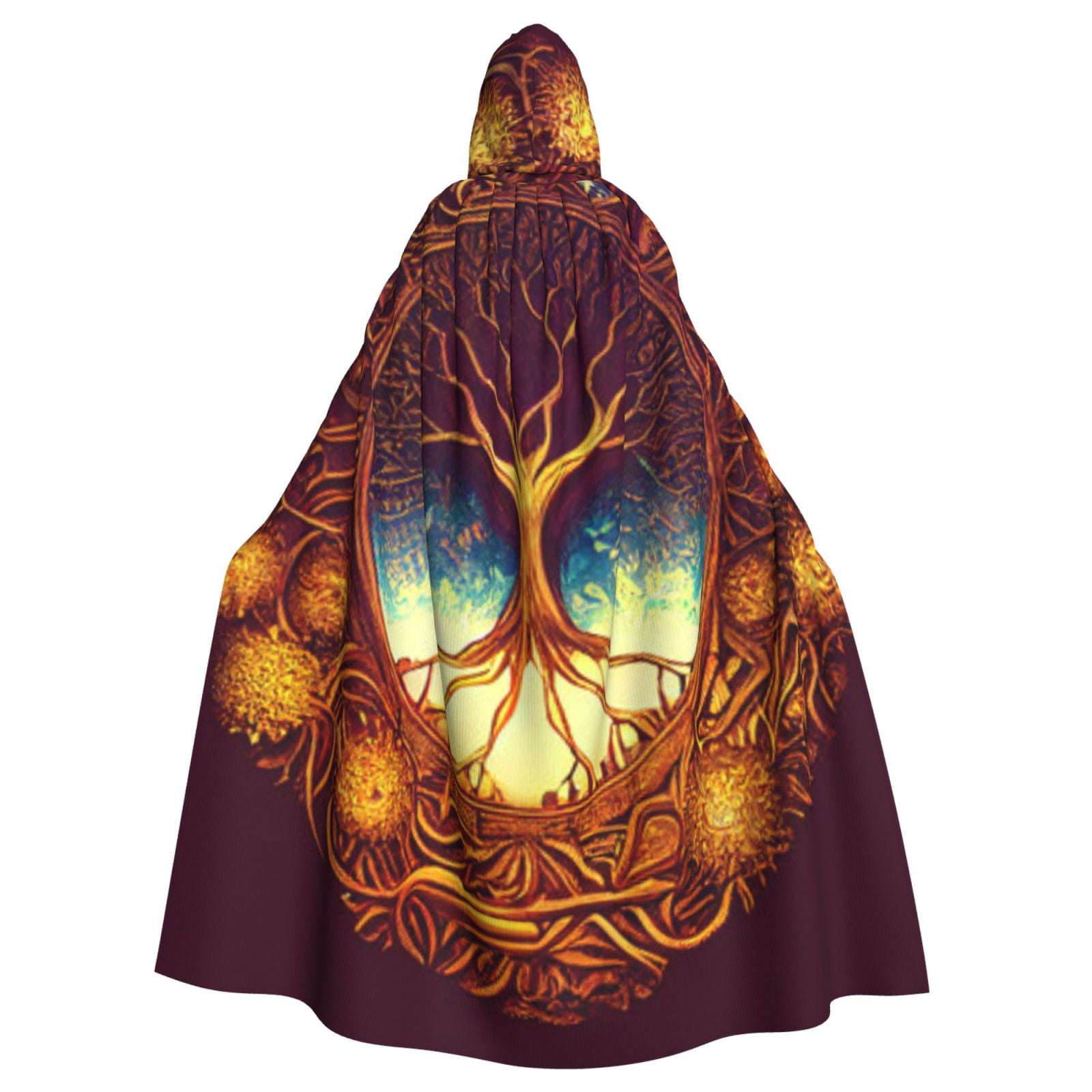 Unisex Hooded Cloak Adult Lightweight Overcoat Tree Of Life Yggdrasil ...