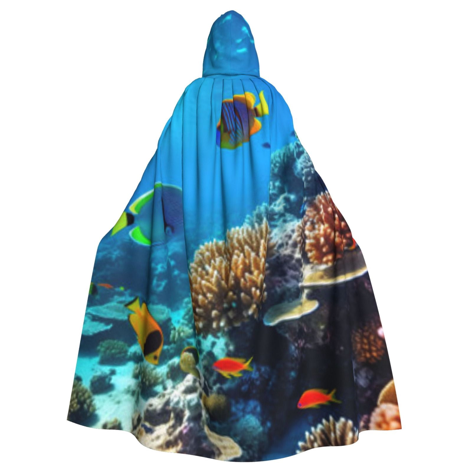 Unisex Hooded Cloak Adult Lightweight Overcoat Tropical Fish And Coral ...
