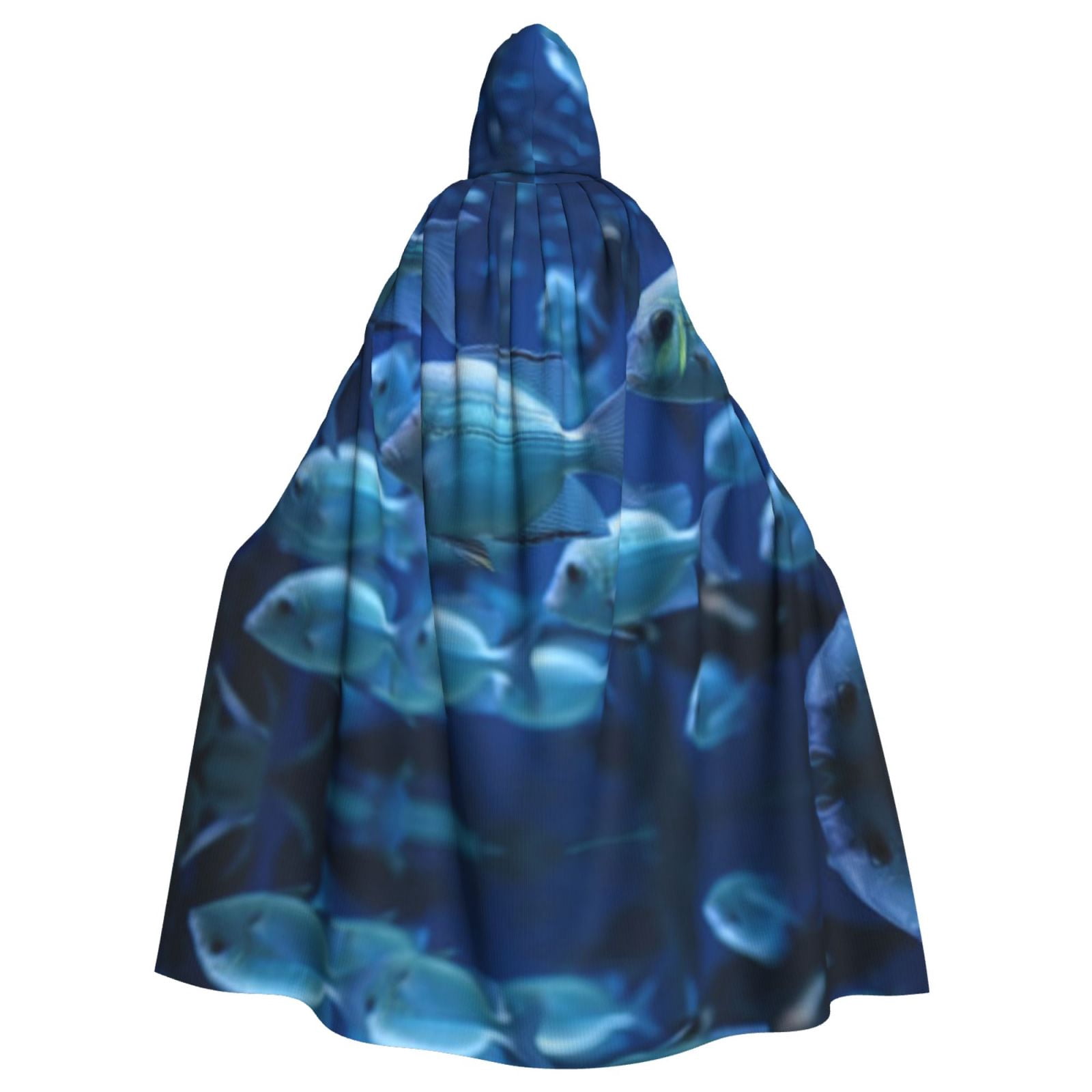 Unisex Hooded Cloak Adult Lightweight Overcoat Tropical Fish Swimming ...
