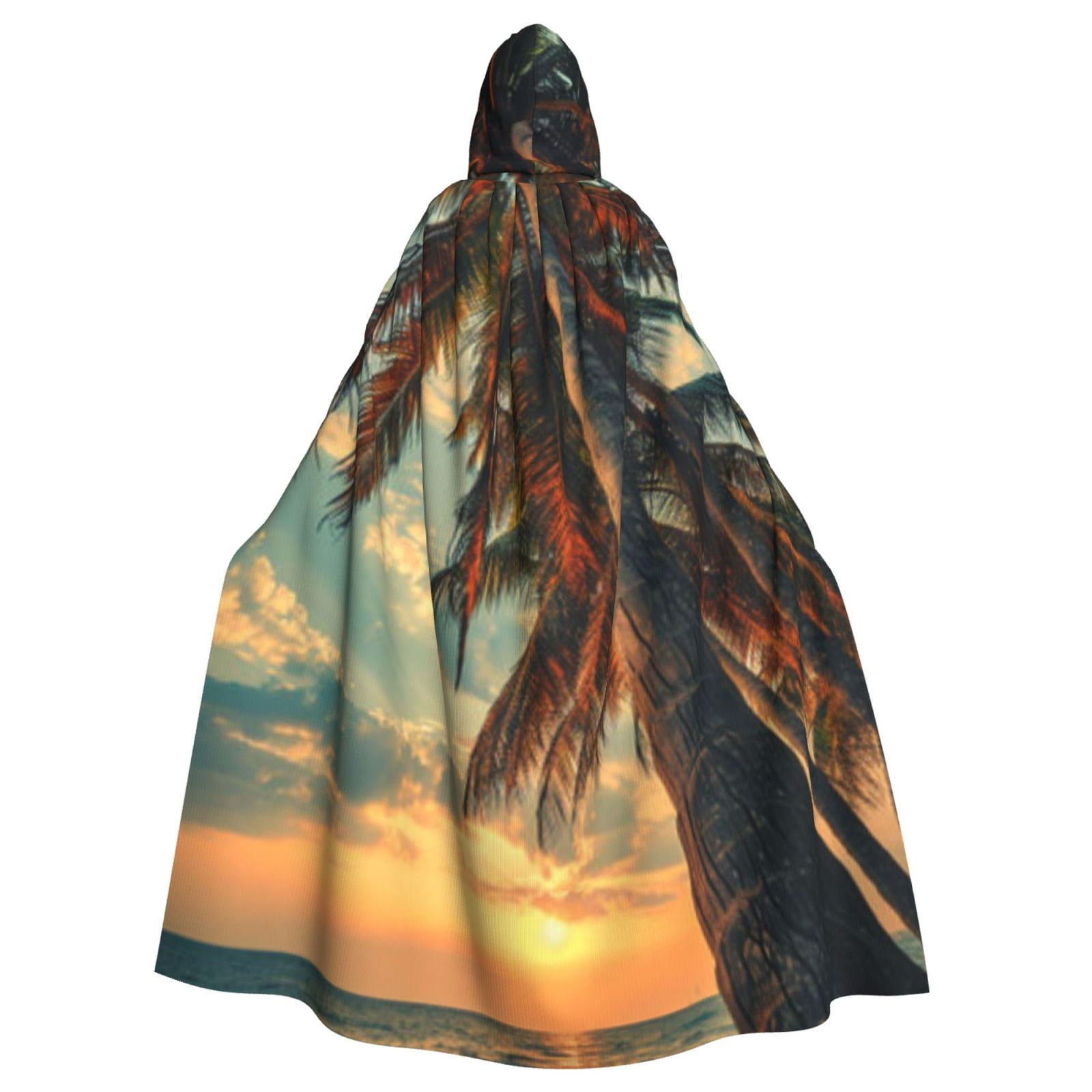 Unisex Hooded Cloak Adult Lightweight Overcoat Tropical Sea Summer ...