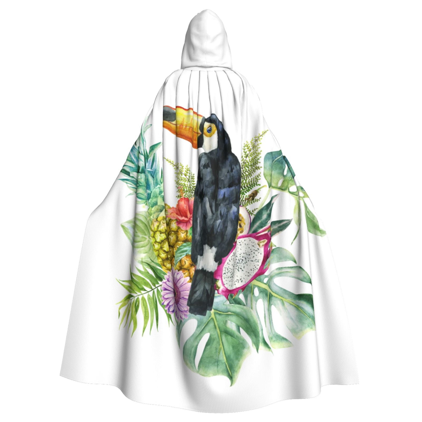 Unisex Hooded Cloak Adult Lightweight Overcoat Tropical Toucan Fruits ...