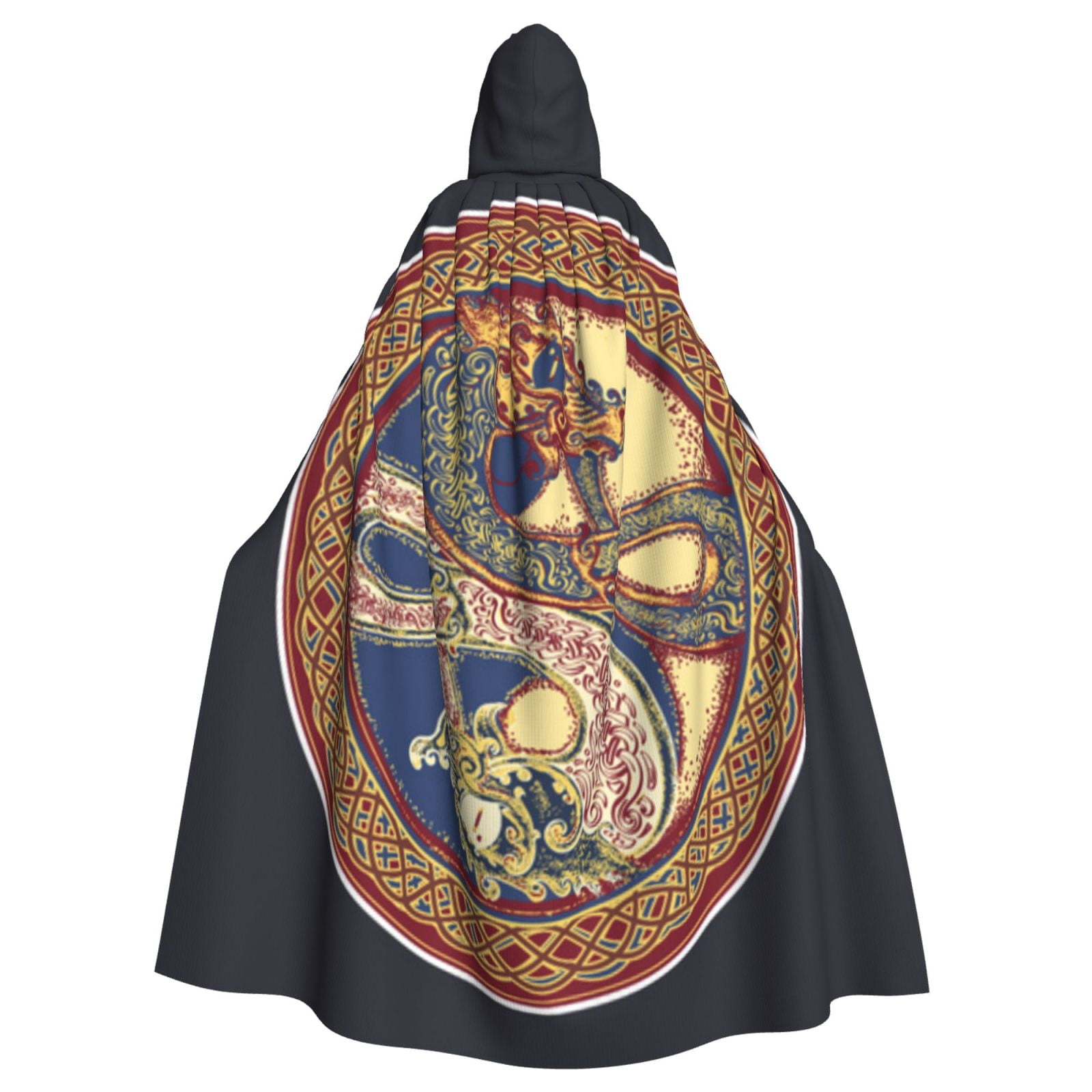 Unisex Hooded Cloak Adult Lightweight Overcoat Two Dragons In The ...