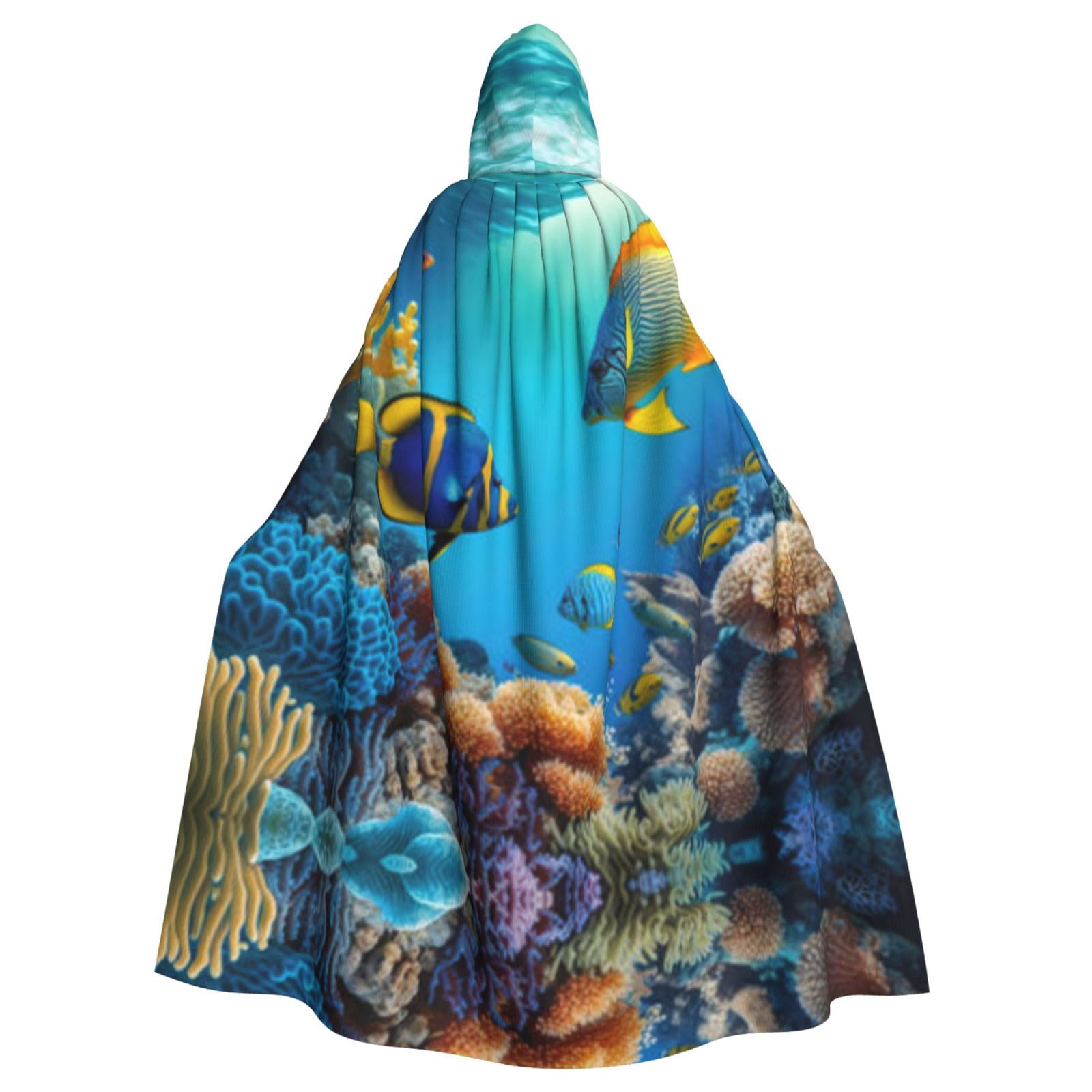 Unisex Hooded Cloak Adult Lightweight Overcoat Underwater Coral Reef ...