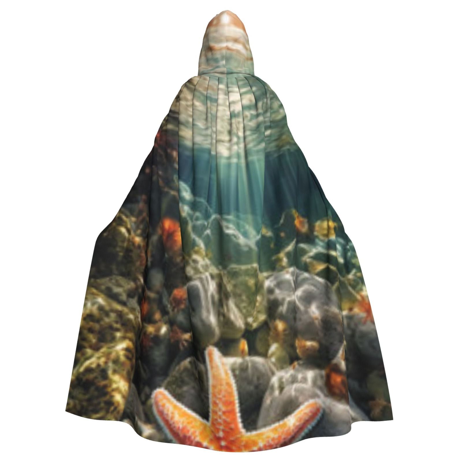 Unisex Hooded Cloak Adult Lightweight Overcoat Underwater Scene With ...