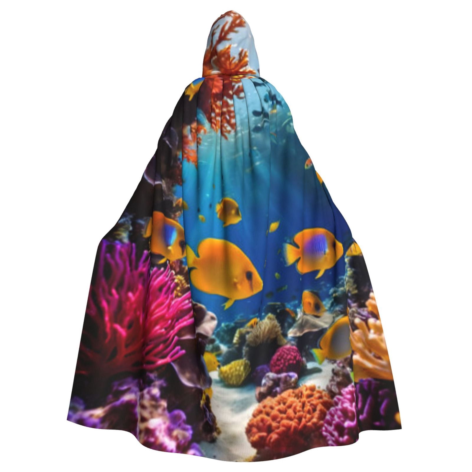 Unisex Hooded Cloak Adult Lightweight Overcoat Underwater Tropical Fish ...