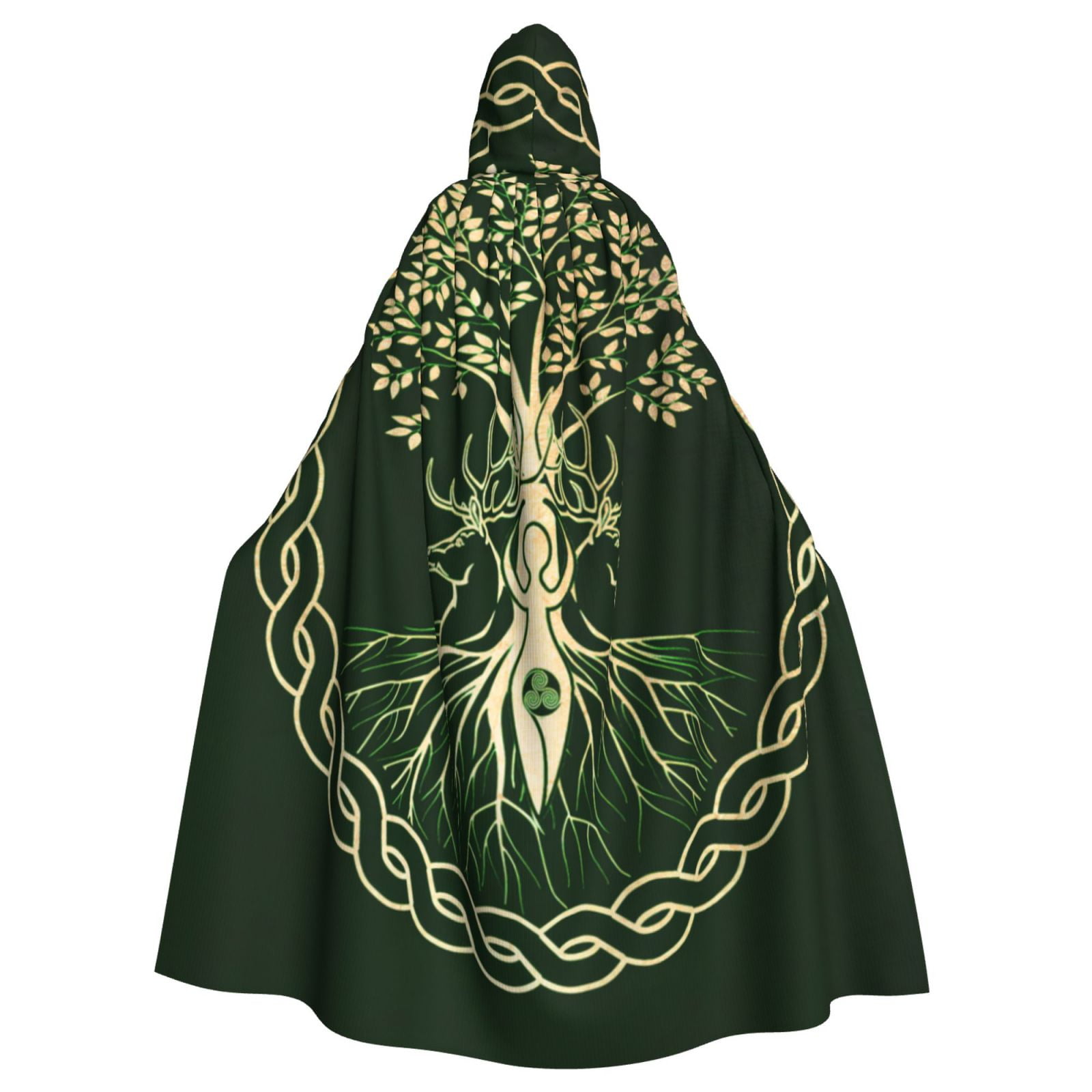Unisex Hooded Cloak Adult Lightweight Overcoat Viking Tree Life Wiccan ...