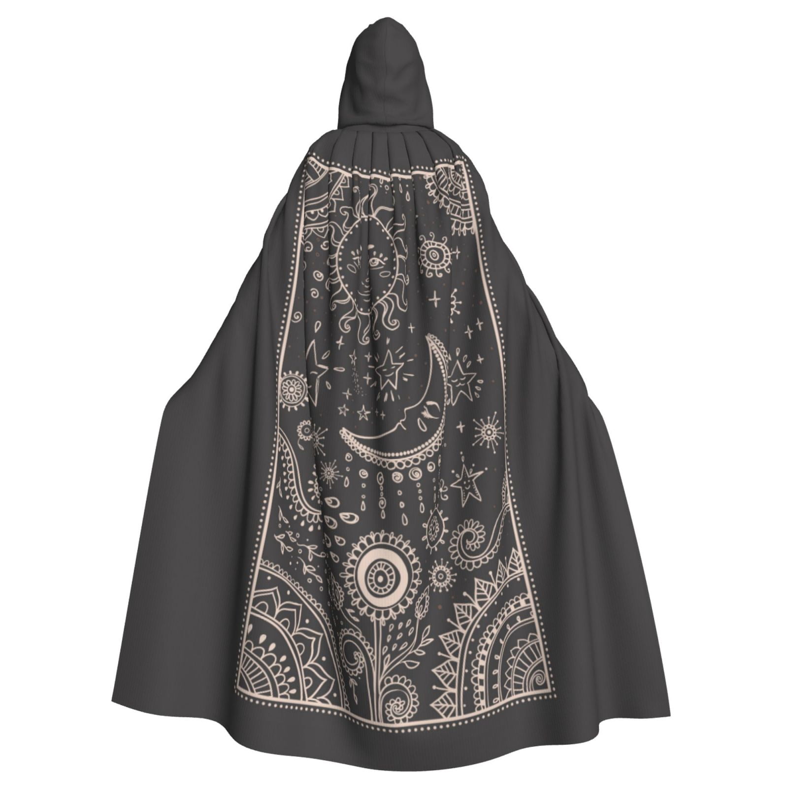 Unisex Hooded Cloak Adult Lightweight Overcoat Vintage Moon Sun Star ...