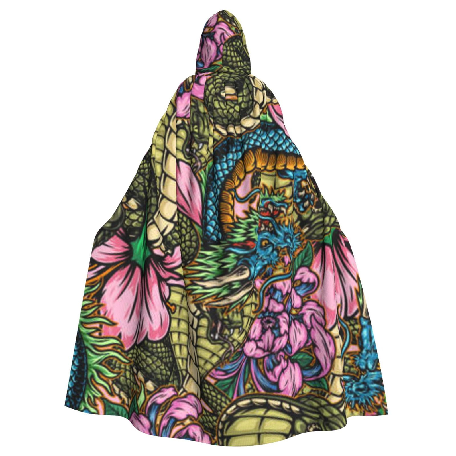 Unisex Hooded Cloak Adult Lightweight Overcoat Vintage Poisonous Snakes ...