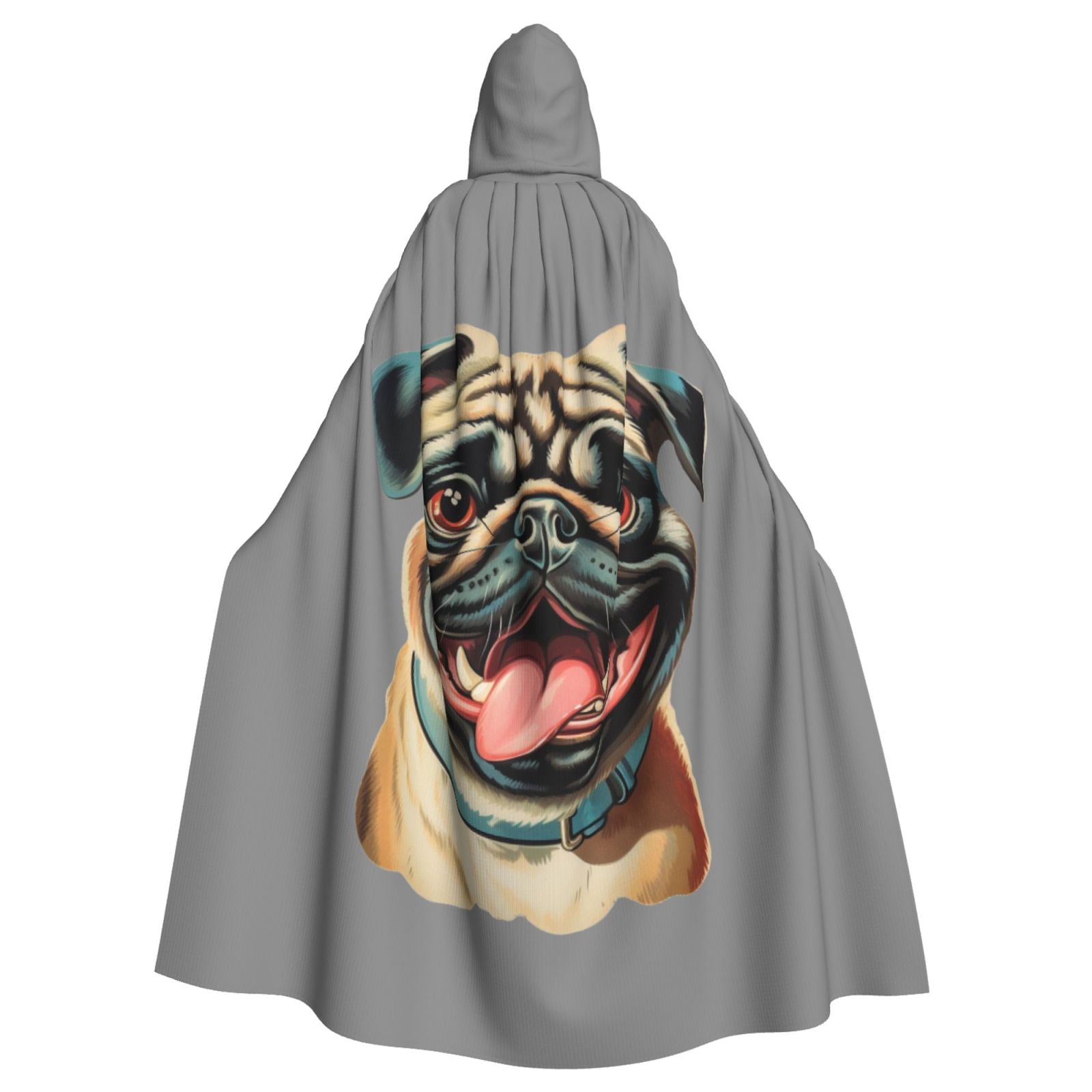 Unisex Hooded Cloak Adult Lightweight Overcoat Vintage Pug Dog Cloak ...