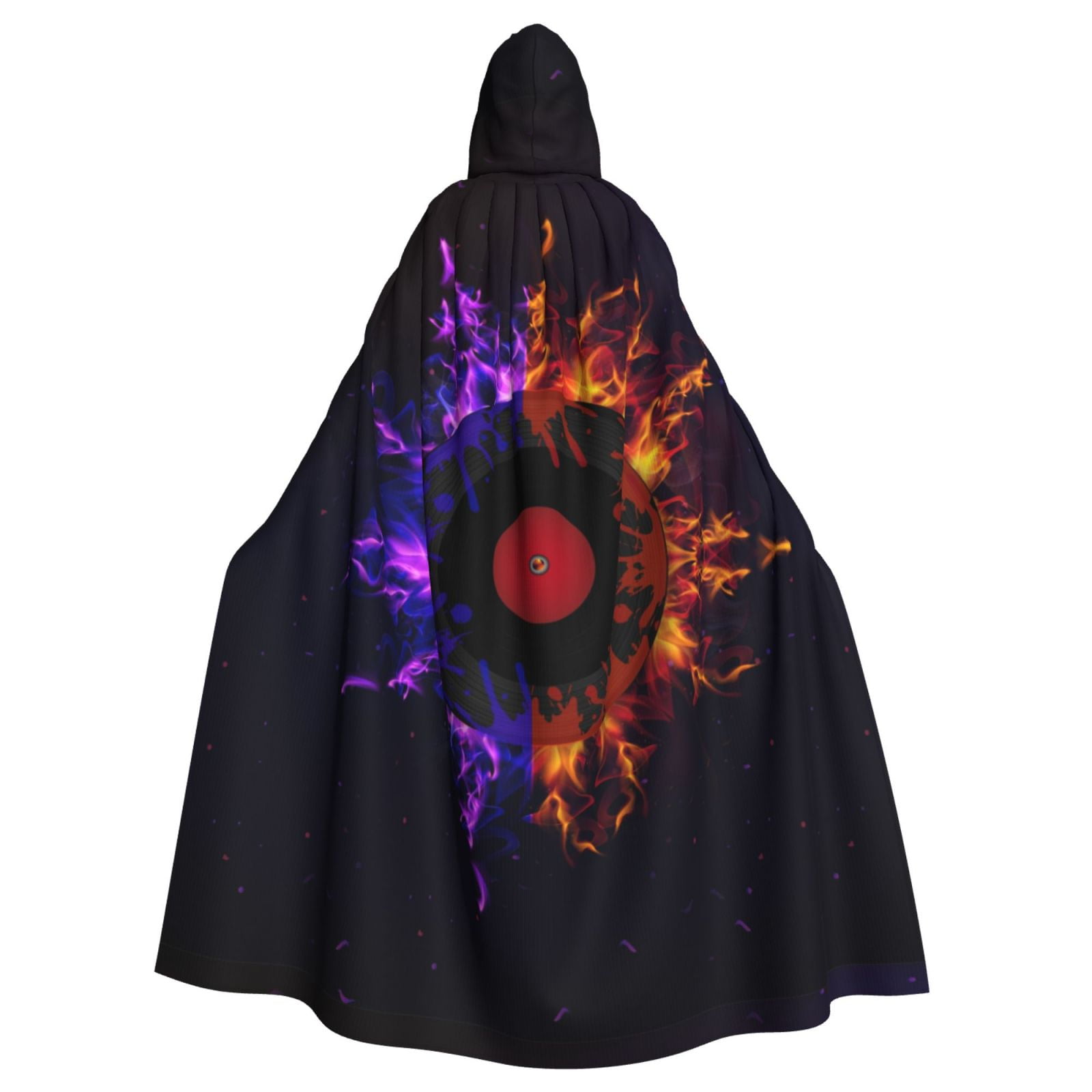 Unisex Hooded Cloak Adult Lightweight Overcoat Vinyl Record In The Fire ...