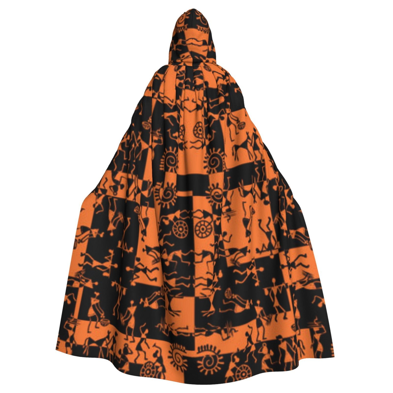 Unisex Hooded Cloak Adult Lightweight Overcoat Warli Painting Ancient ...
