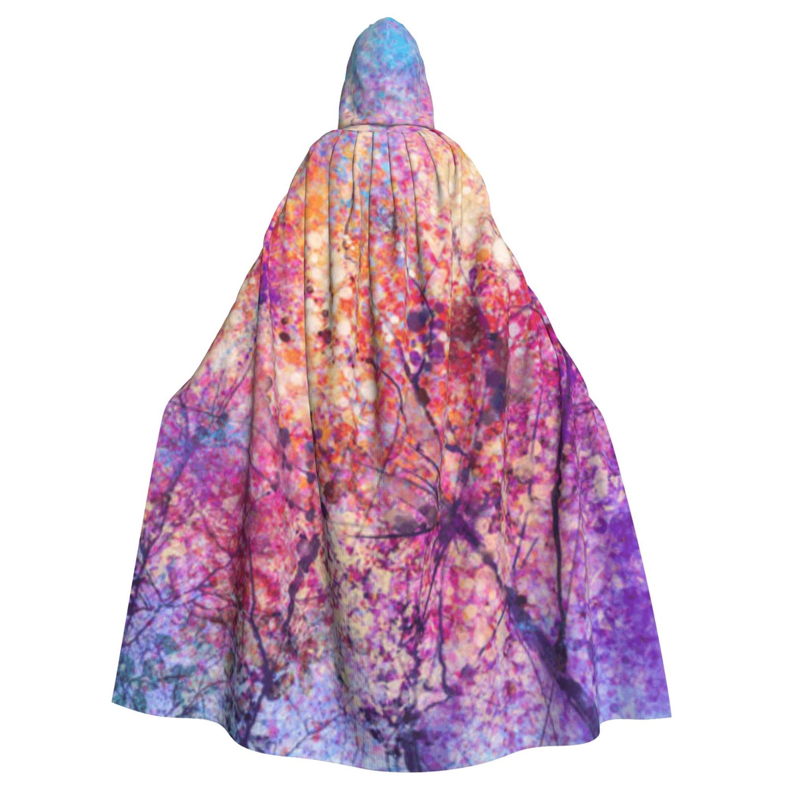 Unisex Hooded Cloak Adult Lightweight Overcoat Watercolor Flowers ...