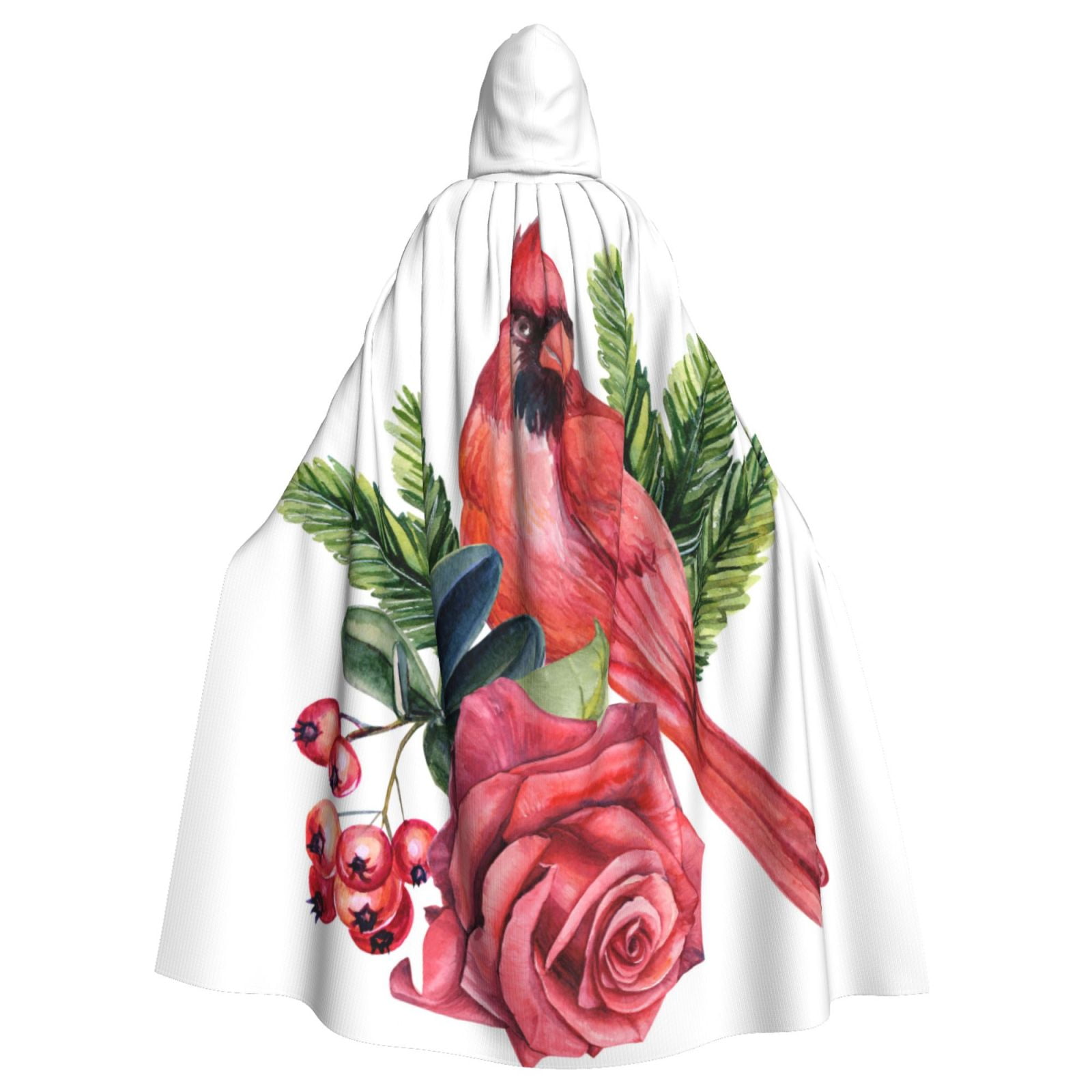 Unisex Hooded Cloak Adult Lightweight Overcoat Winter Bird Red Cardinal ...