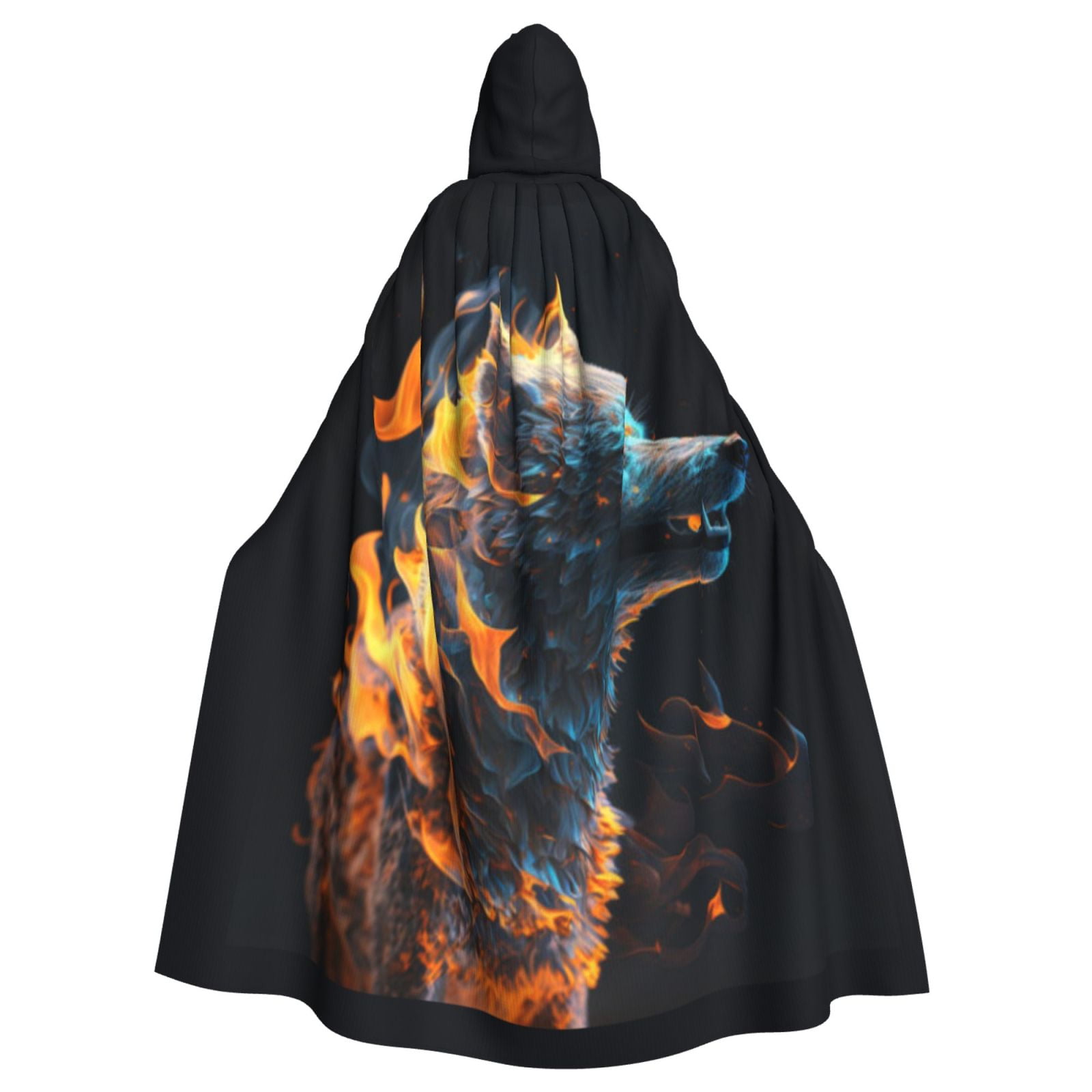Unisex Hooded Cloak Adult Lightweight Overcoat Wolf In The Fire Cloak ...