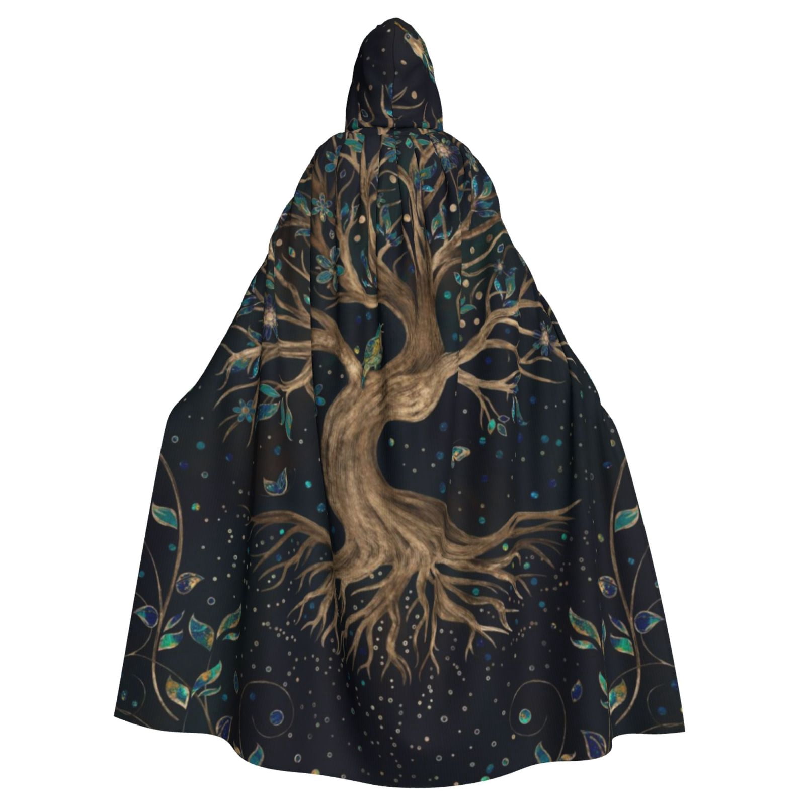 Unisex Hooded Cloak Adult Lightweight Overcoat Yggdrasil Art Tree Of ...