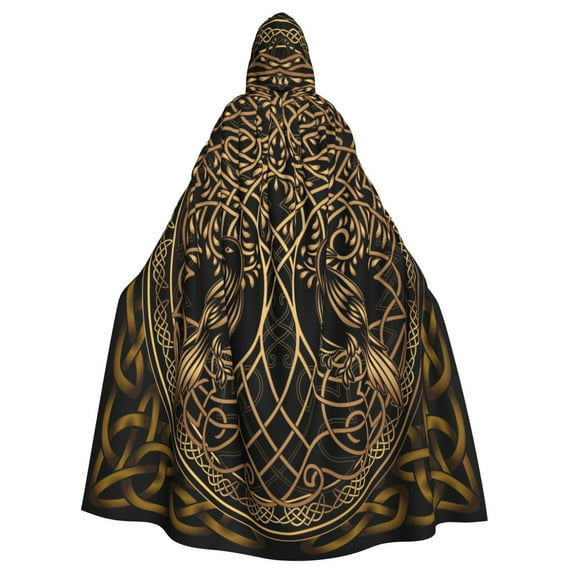 Unisex Hooded Cloak Adult Lightweight Overcoat Yggdrasil Raven Cloak ...