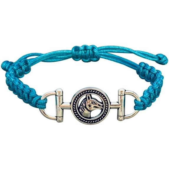 Unisex Horse Bit Charm Bracelet, Adjustable Equestrian Jewelry - Teal ...