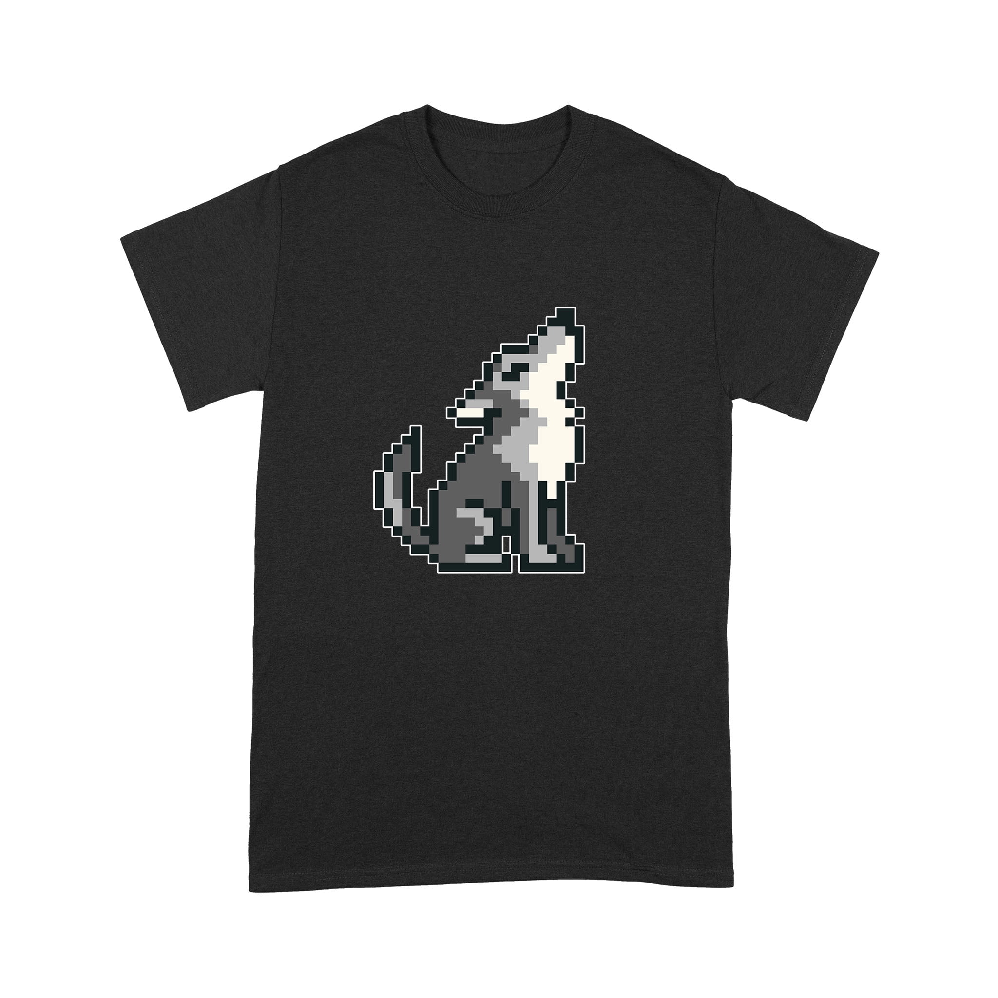 Unisex Howling Wolf T-Shirt - Pixel Art Powerful Animal Graphic Tee ...