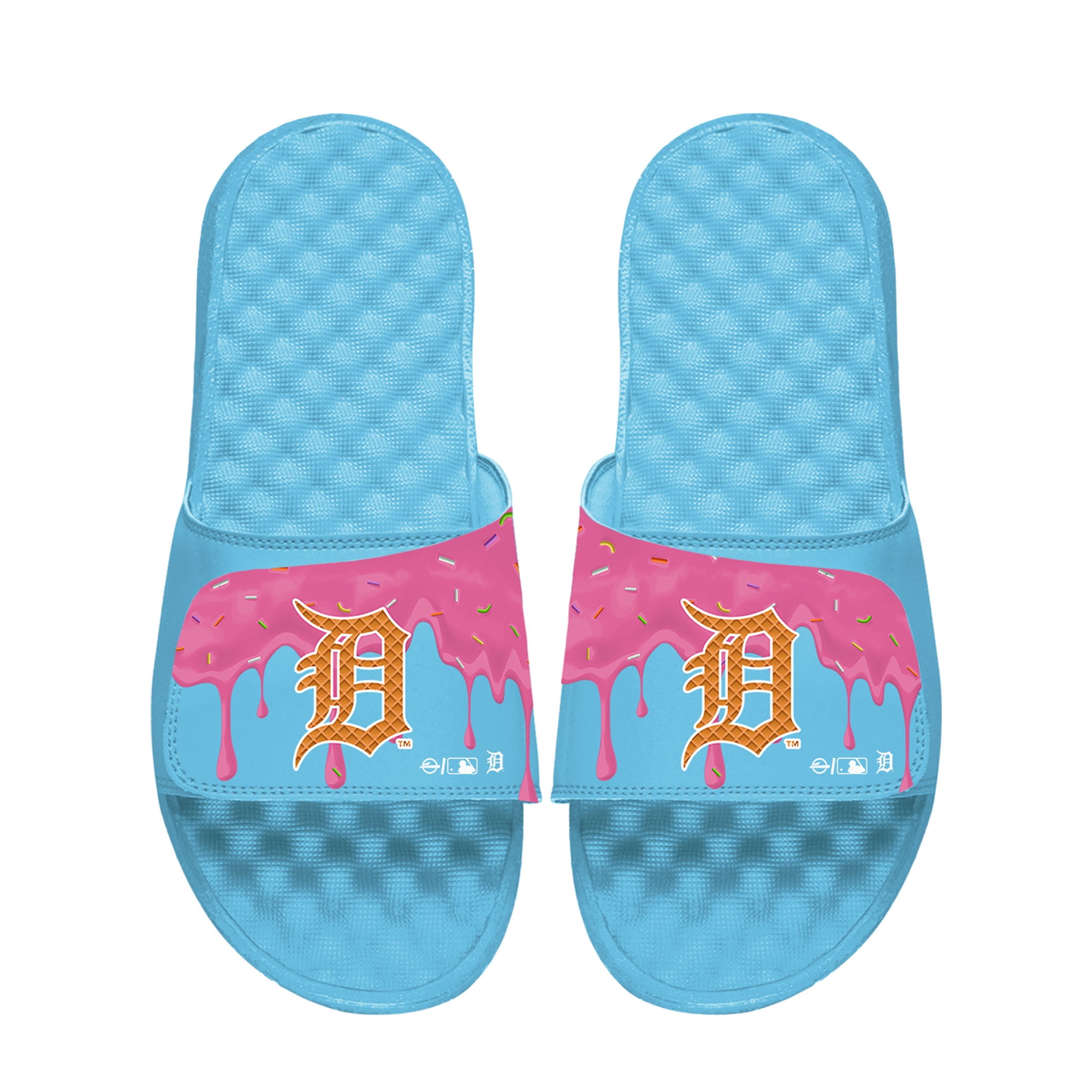 Unisex ISlide Blue Detroit Tigers Ice Cream Drip Slide Sandals ...