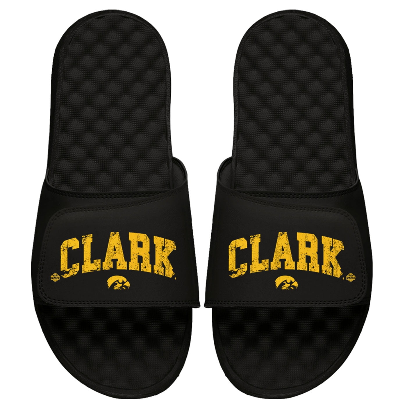 Unisex ISlide Caitlin Clark Black Iowa Hawkeyes Stacked Logo Slide ...