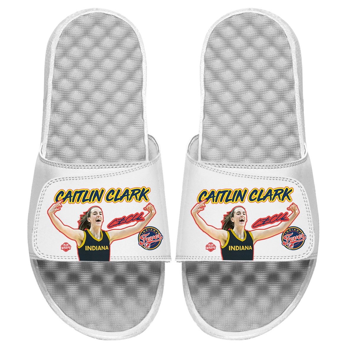 Unisex ISlide Caitlin Clark White Indiana Fever 2024 WNBA Draft Player ...