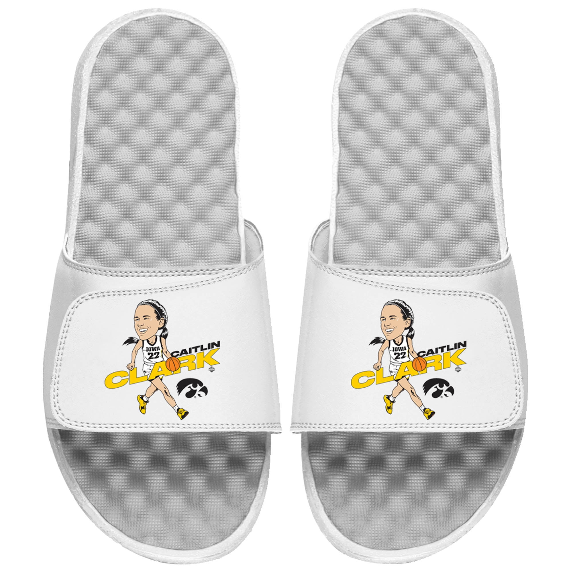 Unisex ISlide Caitlin Clark White Iowa Hawkeyes Caricature Slide ...