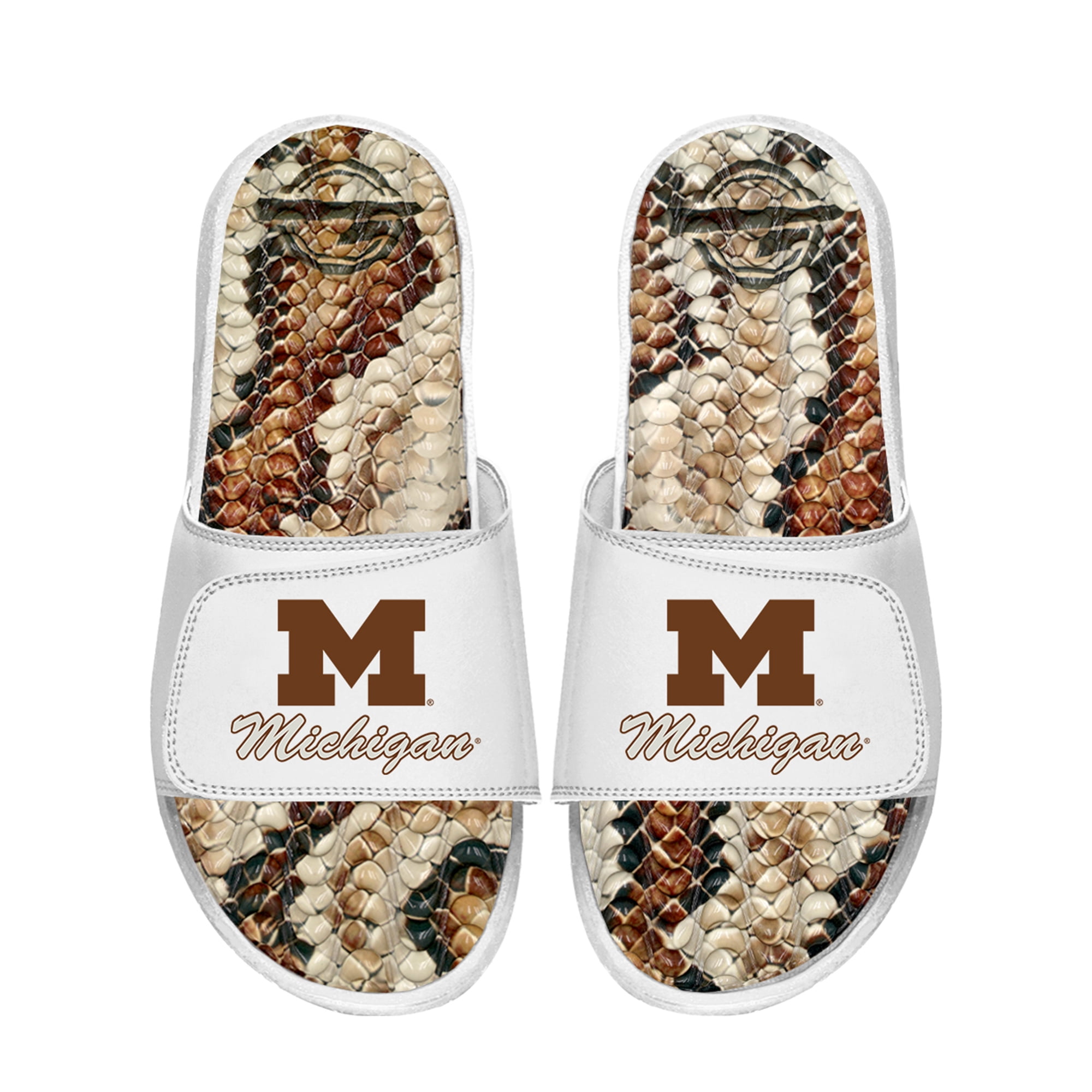 Unisex ISlide White Michigan Wolverines Stacked Snake Gel Slide Sandals ...