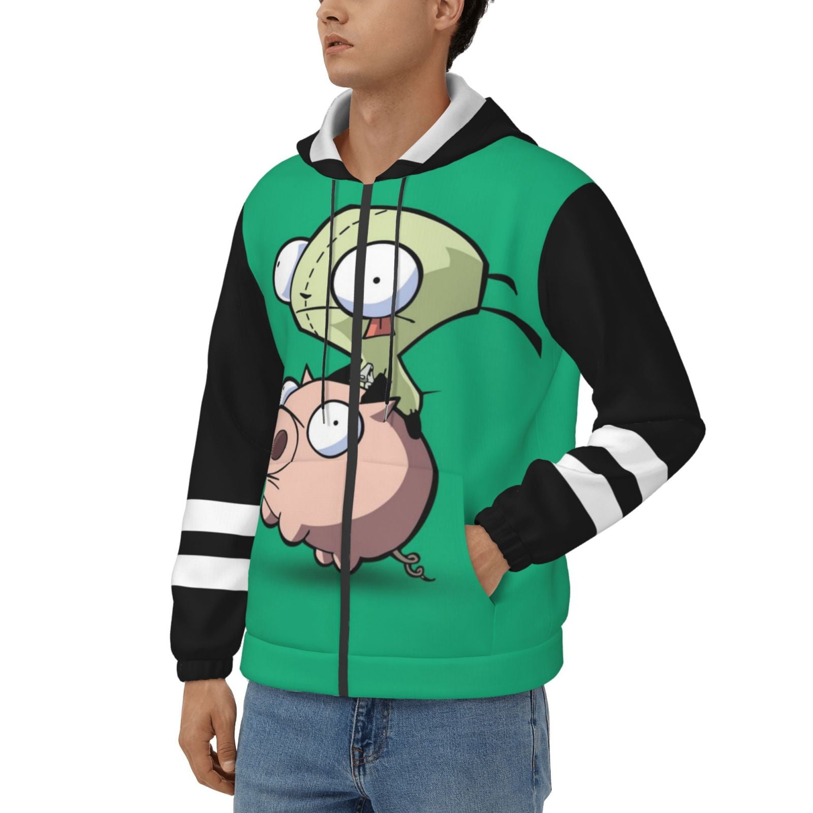 Unisex Invader Zim Gir Zipper Hoodies Casual Daily Basic Zip Up Hoodie ...