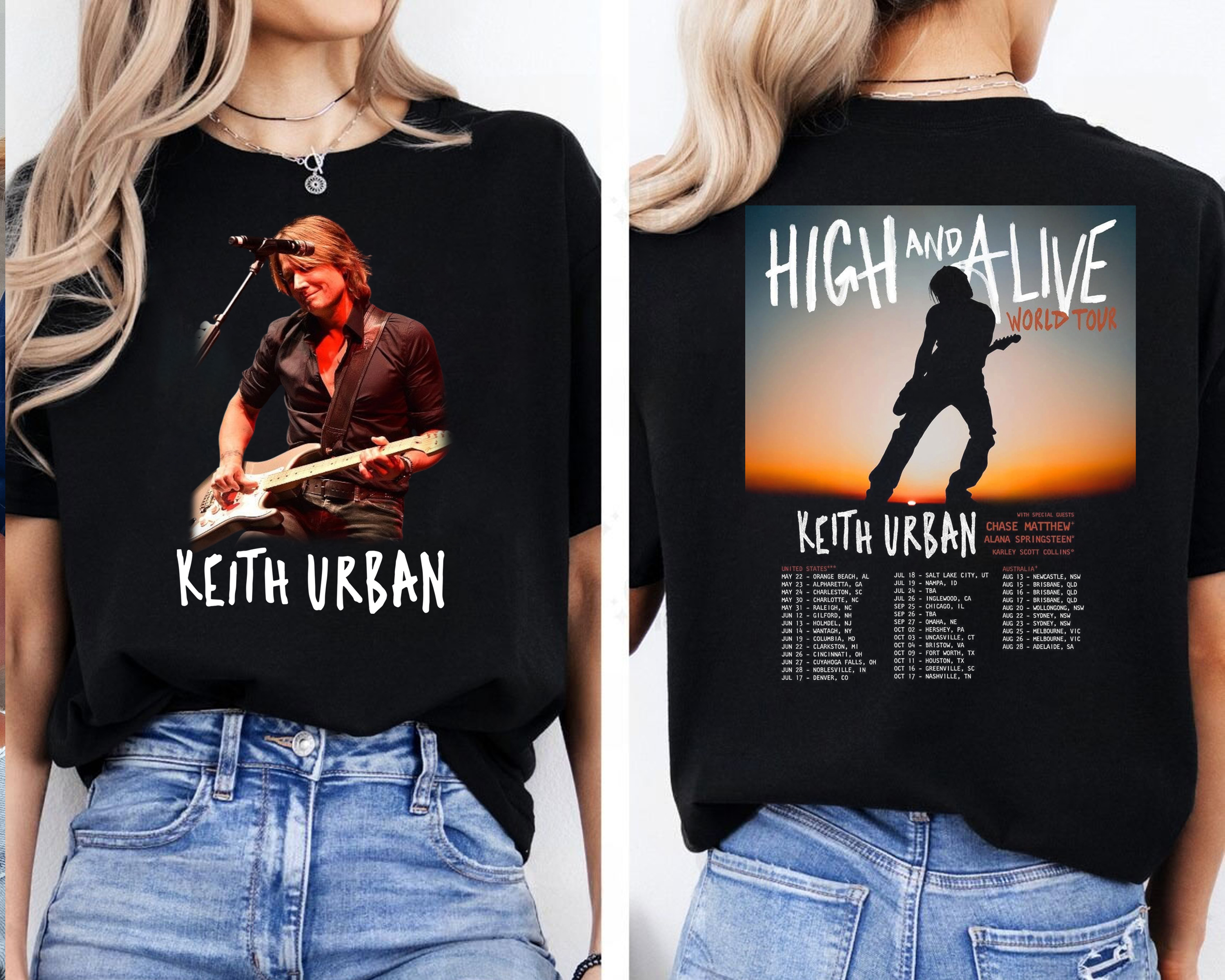 Unisex Keith Urban World Tour 2025 High And Alive Two-Sided T-Shirt ...