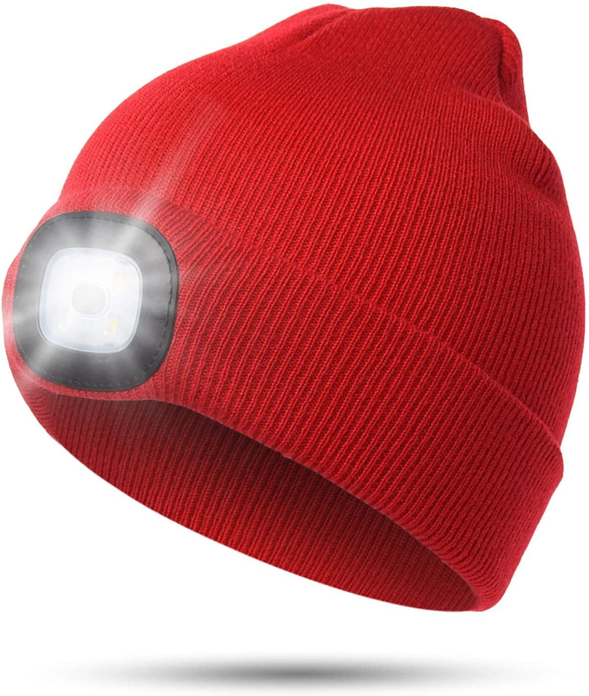 Unisex LED Beanie Hat with Light, USB Rechargeable Hands Free 4 LED ...