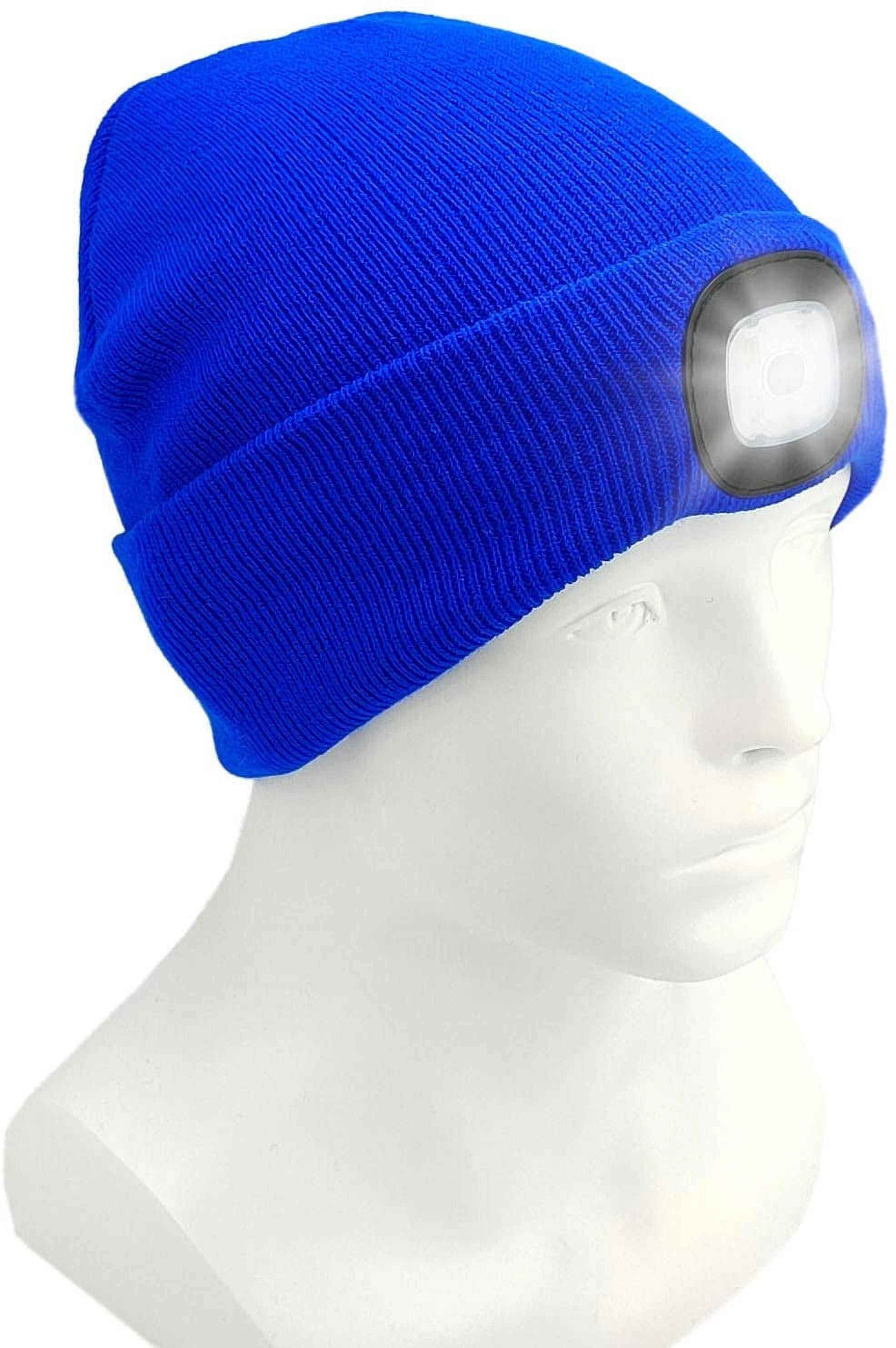 Unisex LED Headlamp Beanie, USB Rechargeable, Winter Knitted Cap for ...