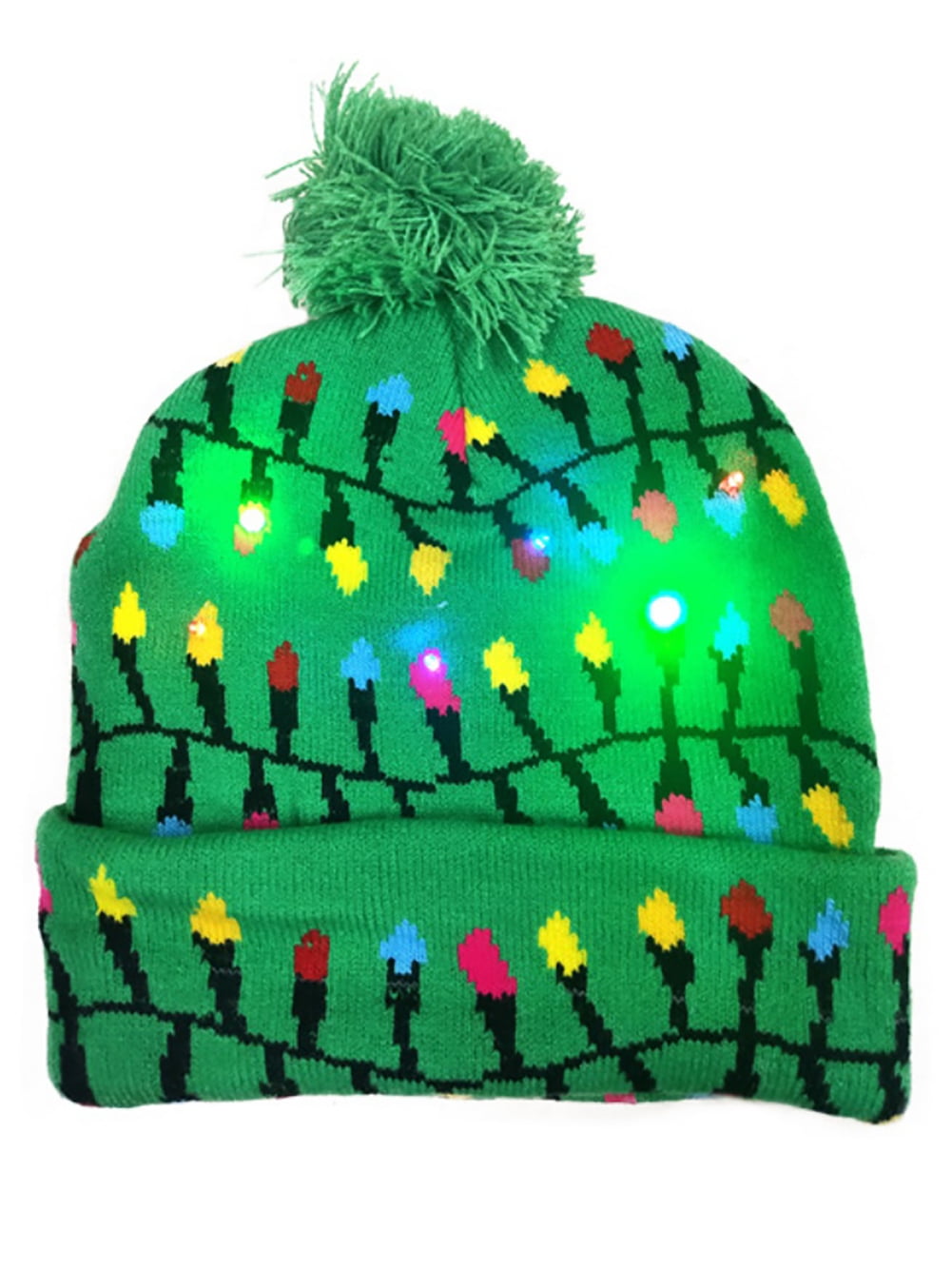 Unisex LED Light Up Christmas Hat Warm Knitted Beanie Holiday Xmas Hat ...