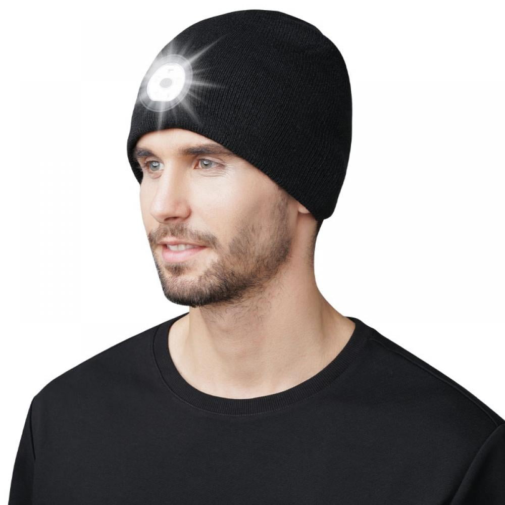 Unisex LED Lighted Beanie Hat, Rechargeable Adjustable Brightness ...