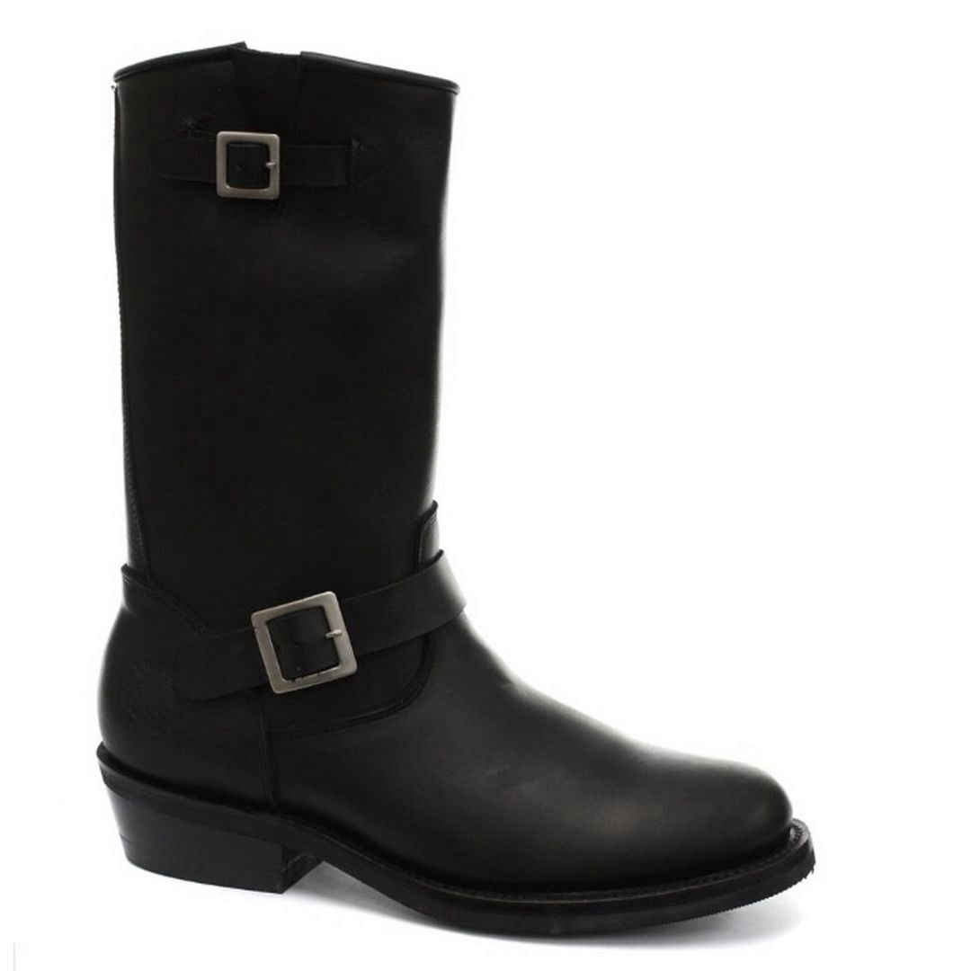 Unisex Leather Biker Boots Black Ginders Goth Punk Rock - Walmart.com