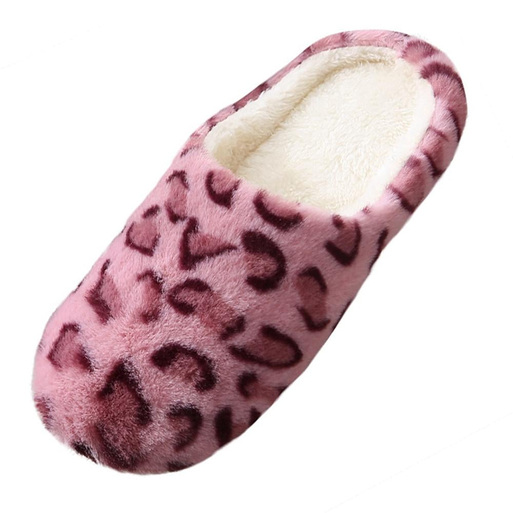 Unisex Leopard House Shoes Soft Warm Slippers For Lovers Women Bed ...