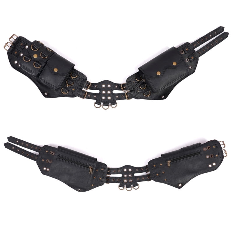 Unisex Light Brown Leather Waist Belt with Pockets, Side Pockets ...