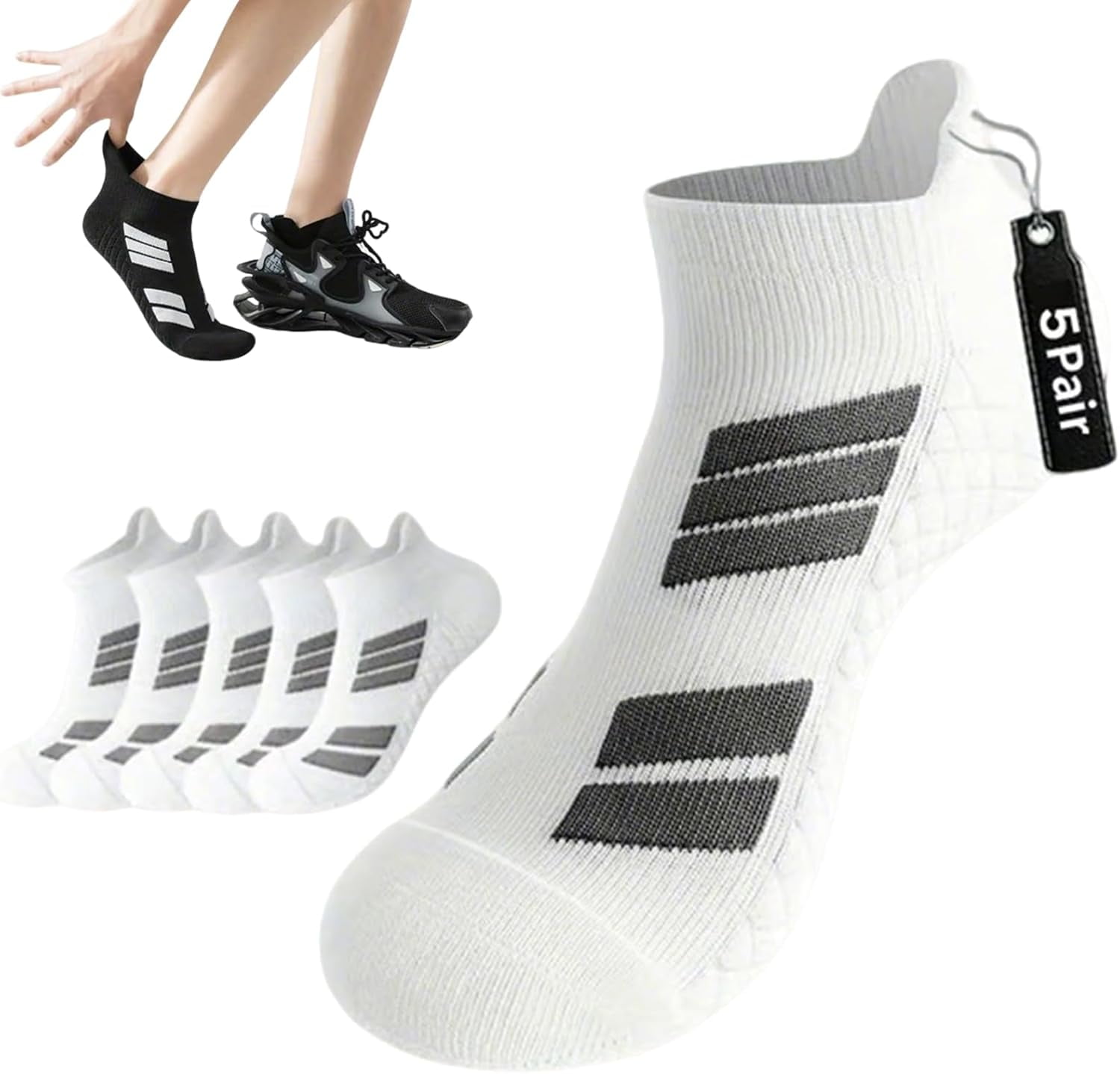 Unisex Low-Cut No-Show Sports Socks – 5 Pairs | Breathable, Cushioned ...