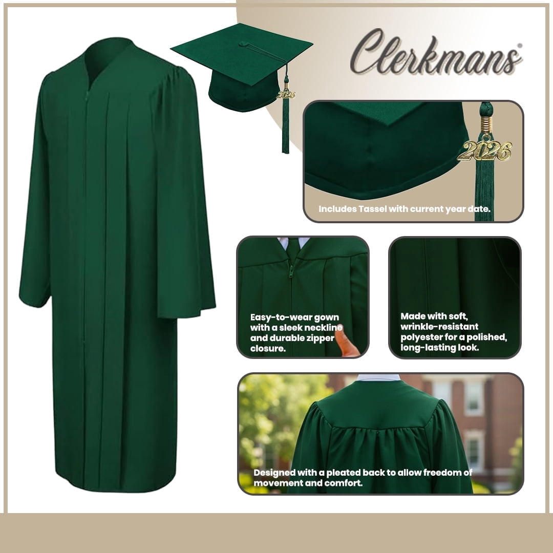 Unisex Matte Graduation Cap Gown Tassel Package, High School and ...