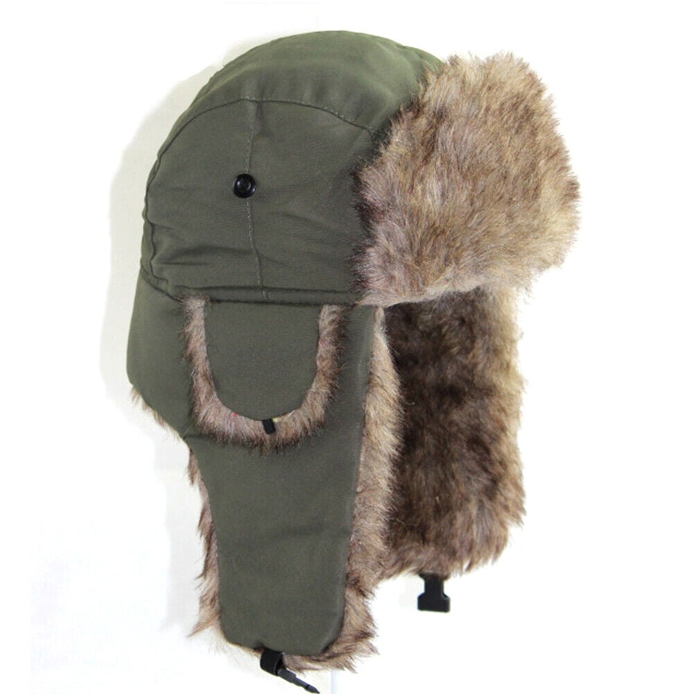 Unisex Men Aviator Soft Faux Fur Ear Flap Hat Cap Winter Ski Trooper ...